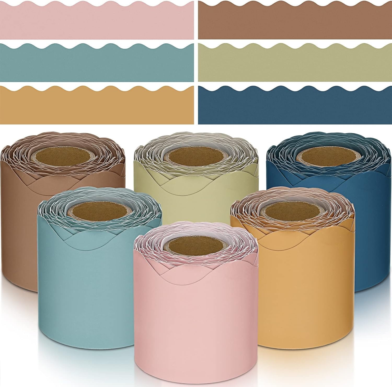 GYTY 6 Rolls 196.8 ft Colorful Borders for Bulletin Board, Scalloped ...