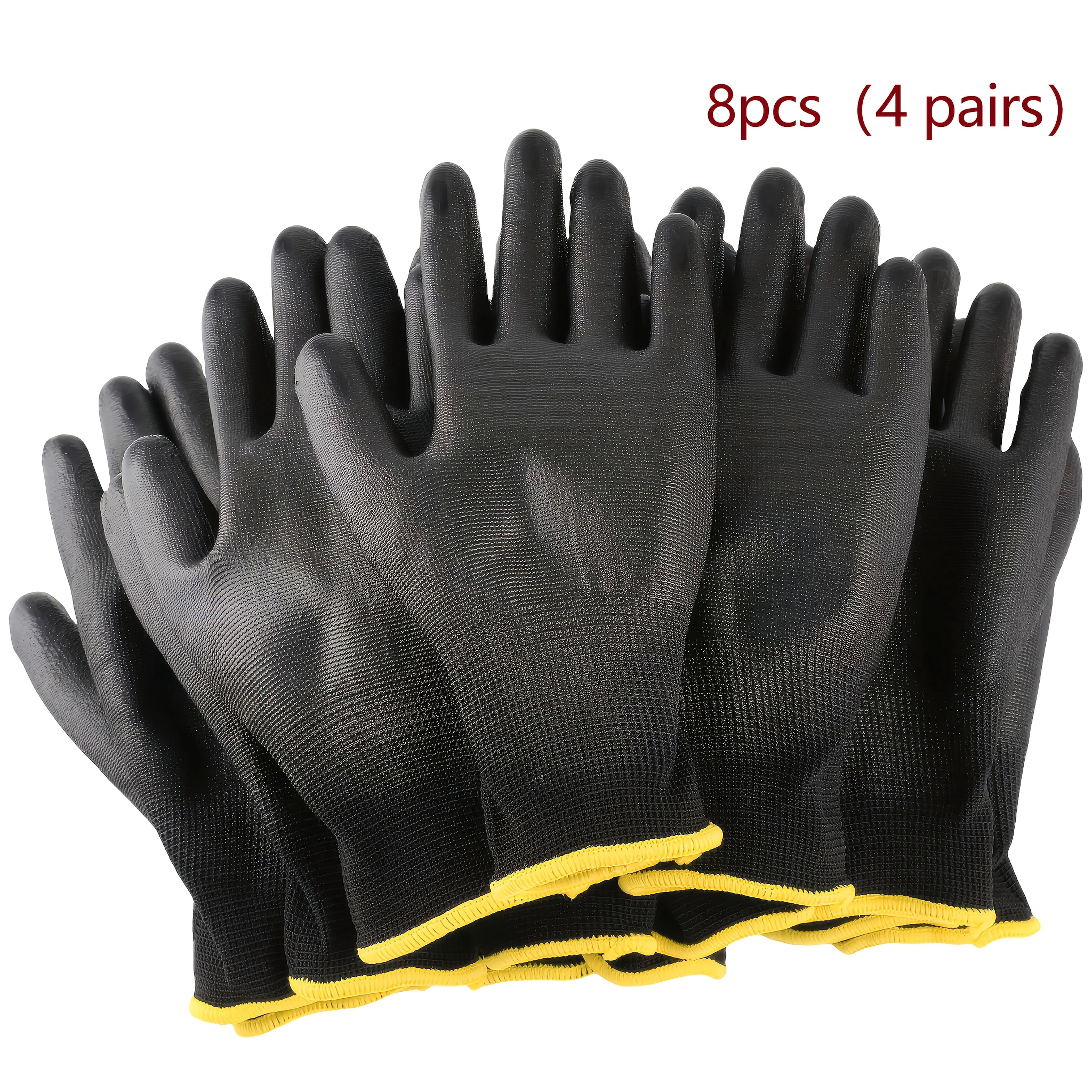 GYTY 8pcs Durable Black Work Gloves - Non-Slip, Tear-Resistant PU ...