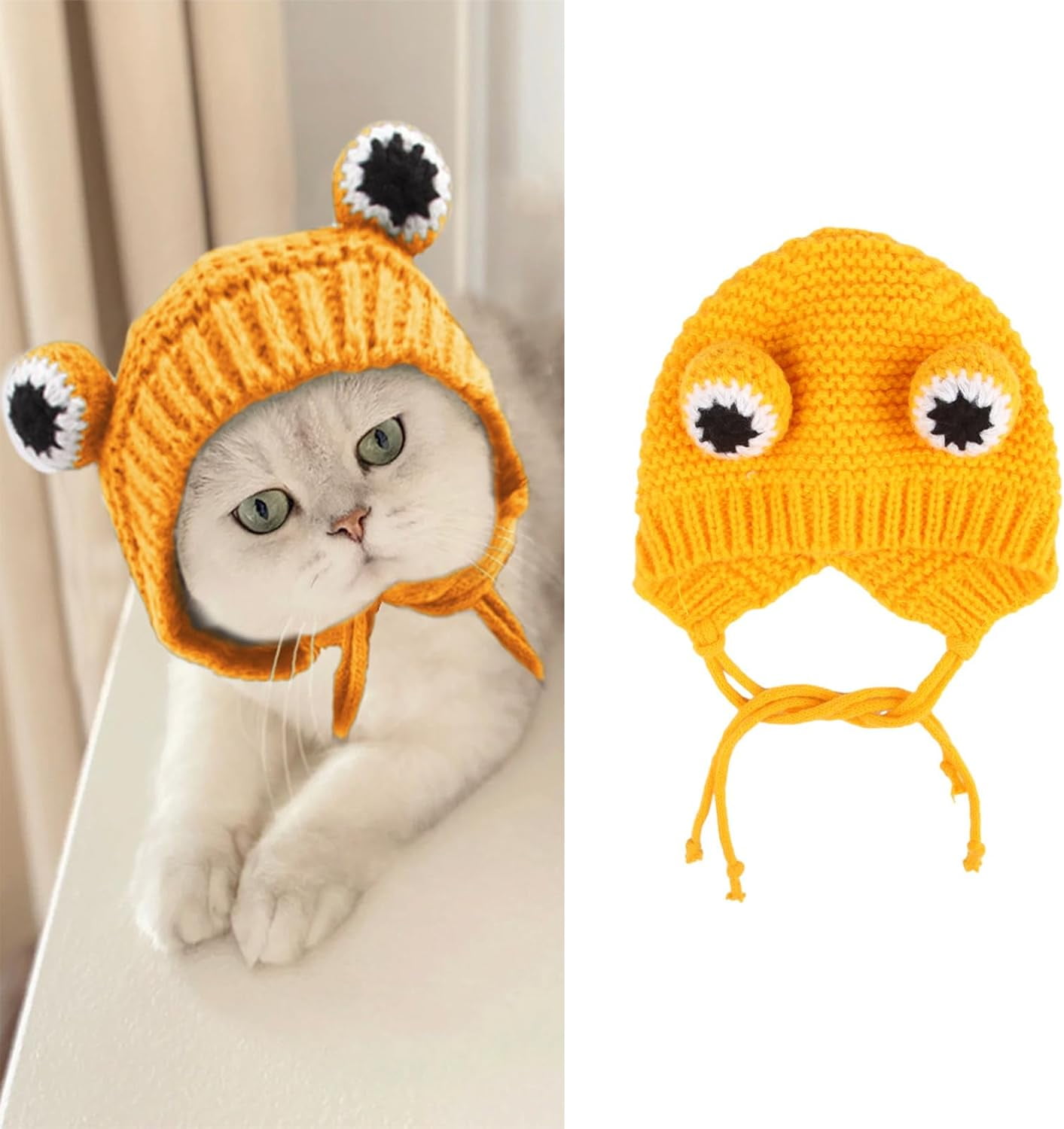 GYTY Cat Costume Cute Knitted Frog Hat Adjustable Soft Pet Hats for ...