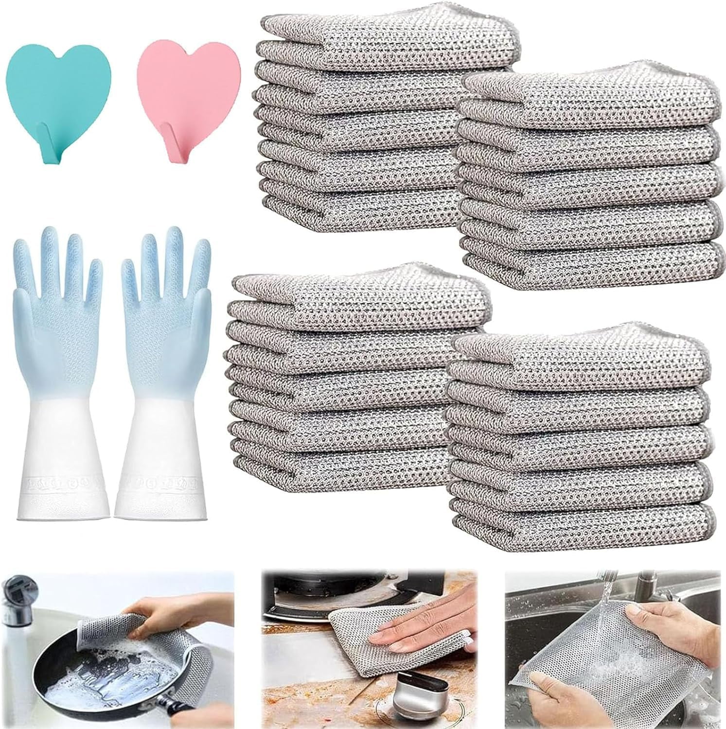 GYTY Circularite Scrubbing Cloths, Multipurpose Wire Dishwashing Rags ...