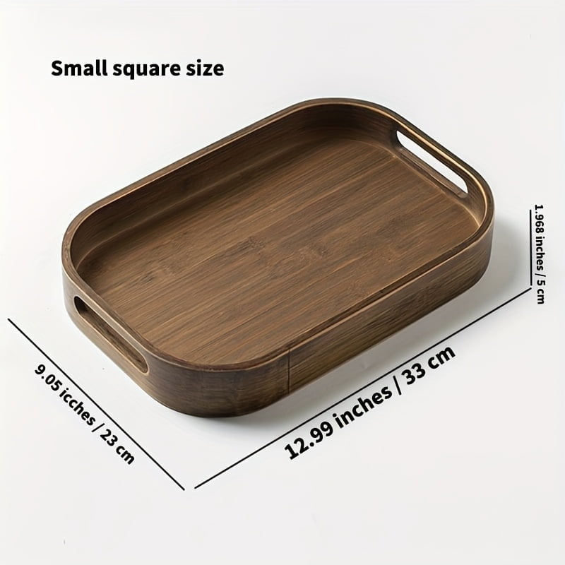 GYTY Elegant Bamboo Serving Tray with Handles – Polished Rounded ...