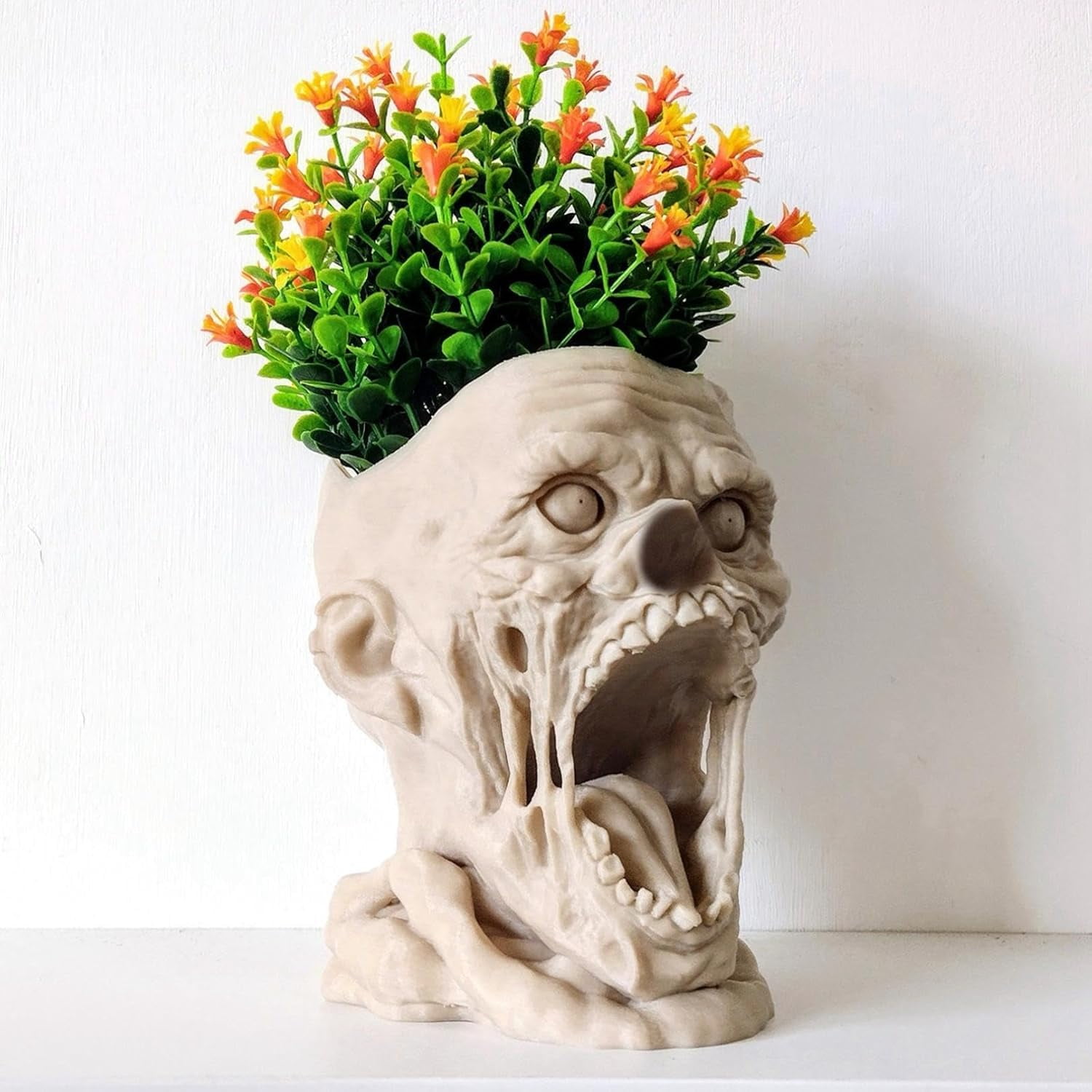 GYTY Horror Skull Planter with Spine Stand Candy Bowl, Resin Skull ...
