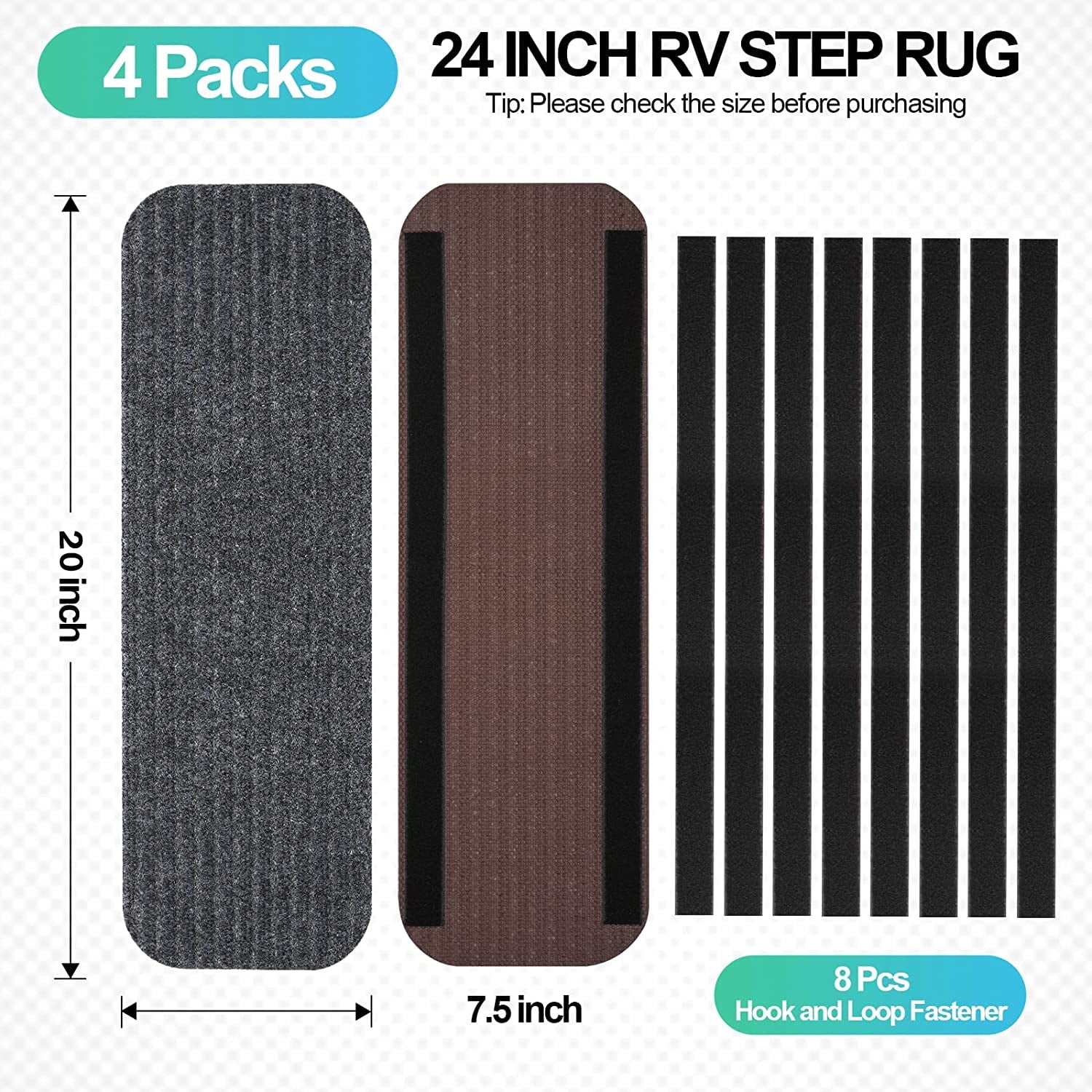 GYTY RV Step Covers Rug 4 Pack Stair Covers for Mobile Home, Camper, 20 ...