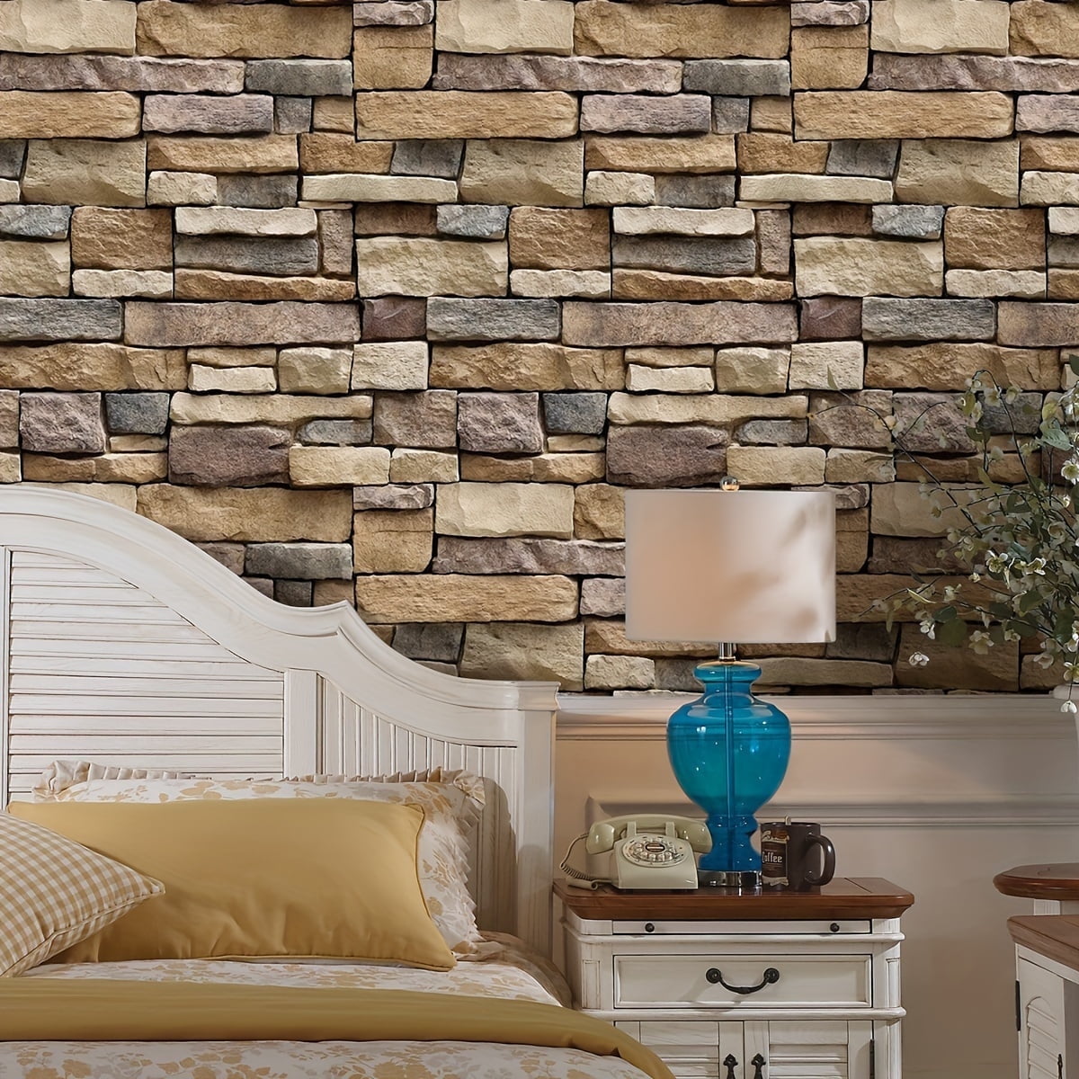 GYTY Retro Brick & Stone Peel-and-Stick Wallpaper - Waterproof, Easy ...