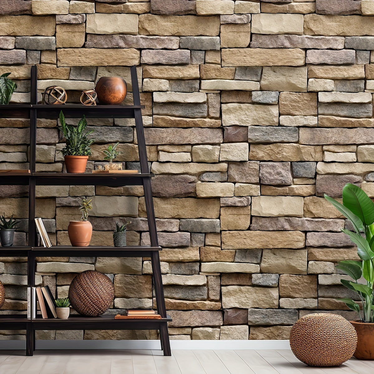 GYTY Retro Brick & Stone Peel-and-Stick Wallpaper - Waterproof, Easy ...