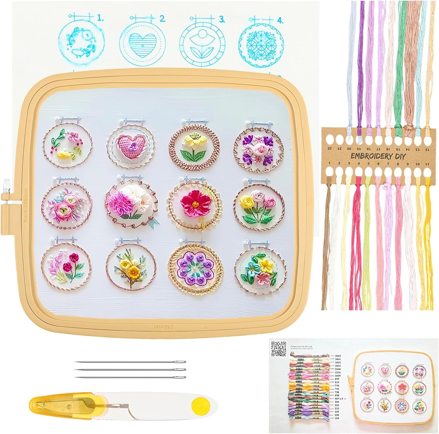 GYTY Small Flower Frame Embroidery Kit, 3D Flower Embroidery Kit ...