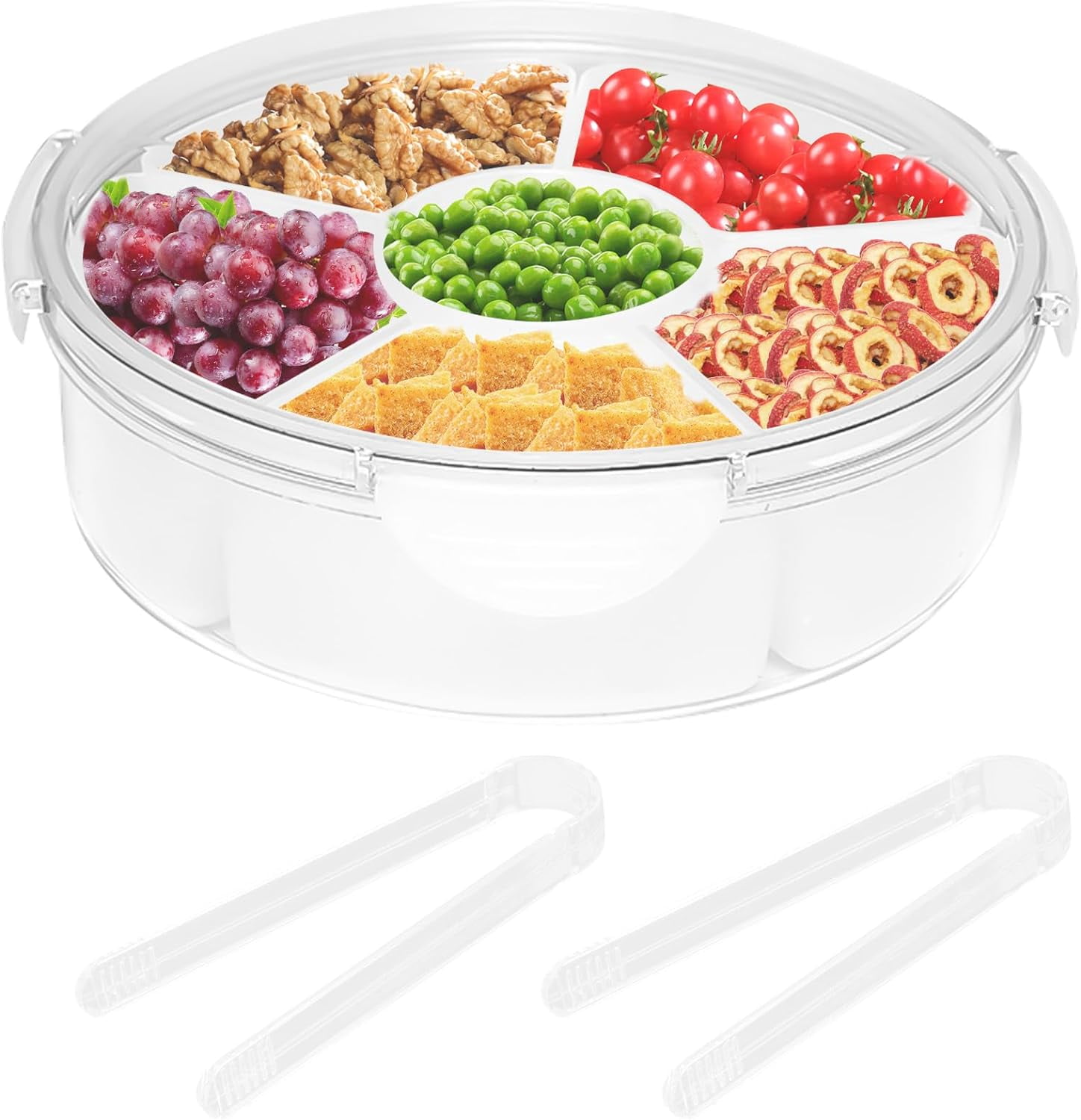 GYTY Veggie Tray with Lid, Divided Serving Tray with 6 Compartments ...