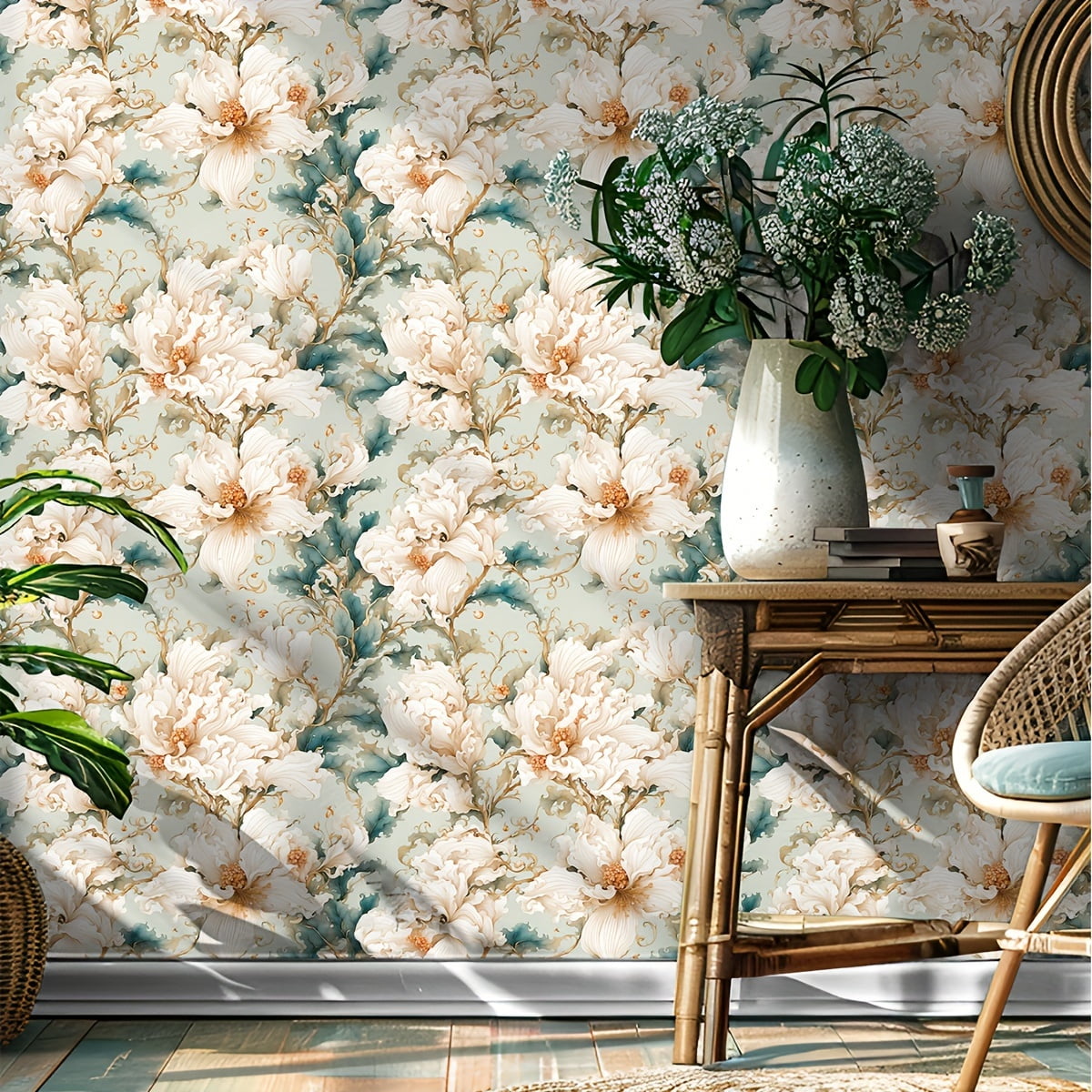 GYTY Vintage Floral Wallpaper Roll, Self-Adhesive Peel and Stick Wall ...