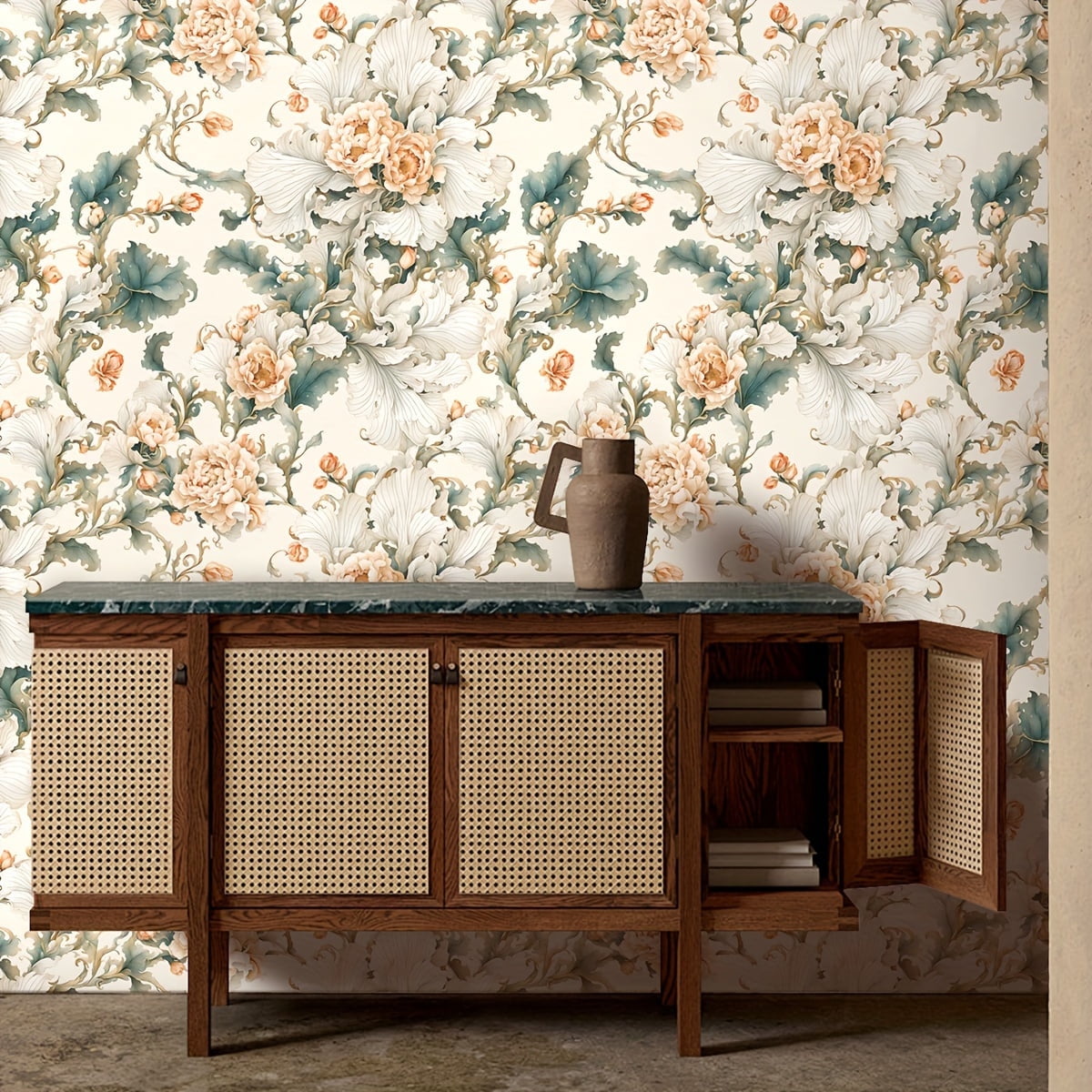 GYTY Vintage Floral Wallpaper Roll, Self-Adhesive Peel and Stick Wall ...