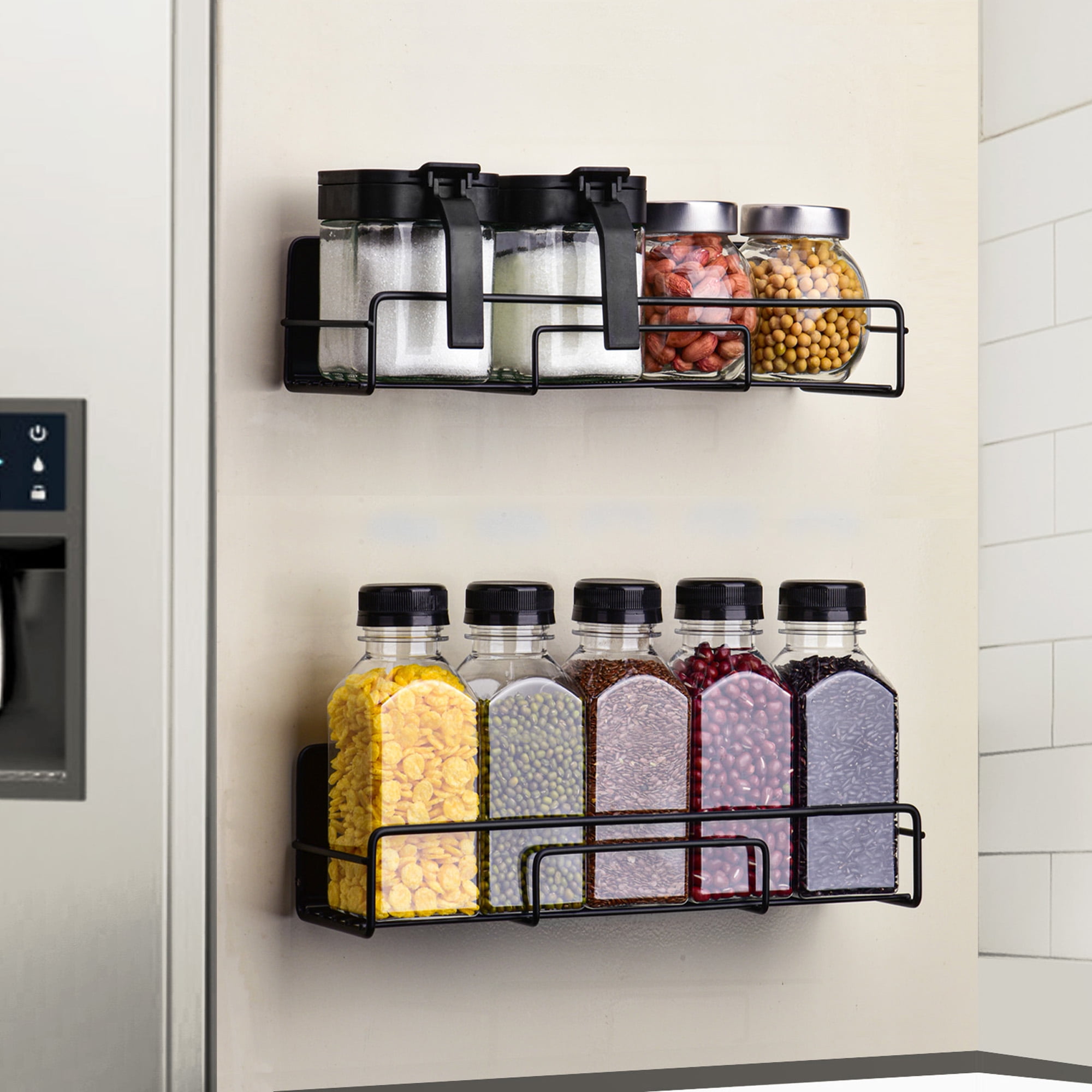 GYUEE 2 Pack Magnetic Spice Racks for Refrigerator, Moveable, Metal ...