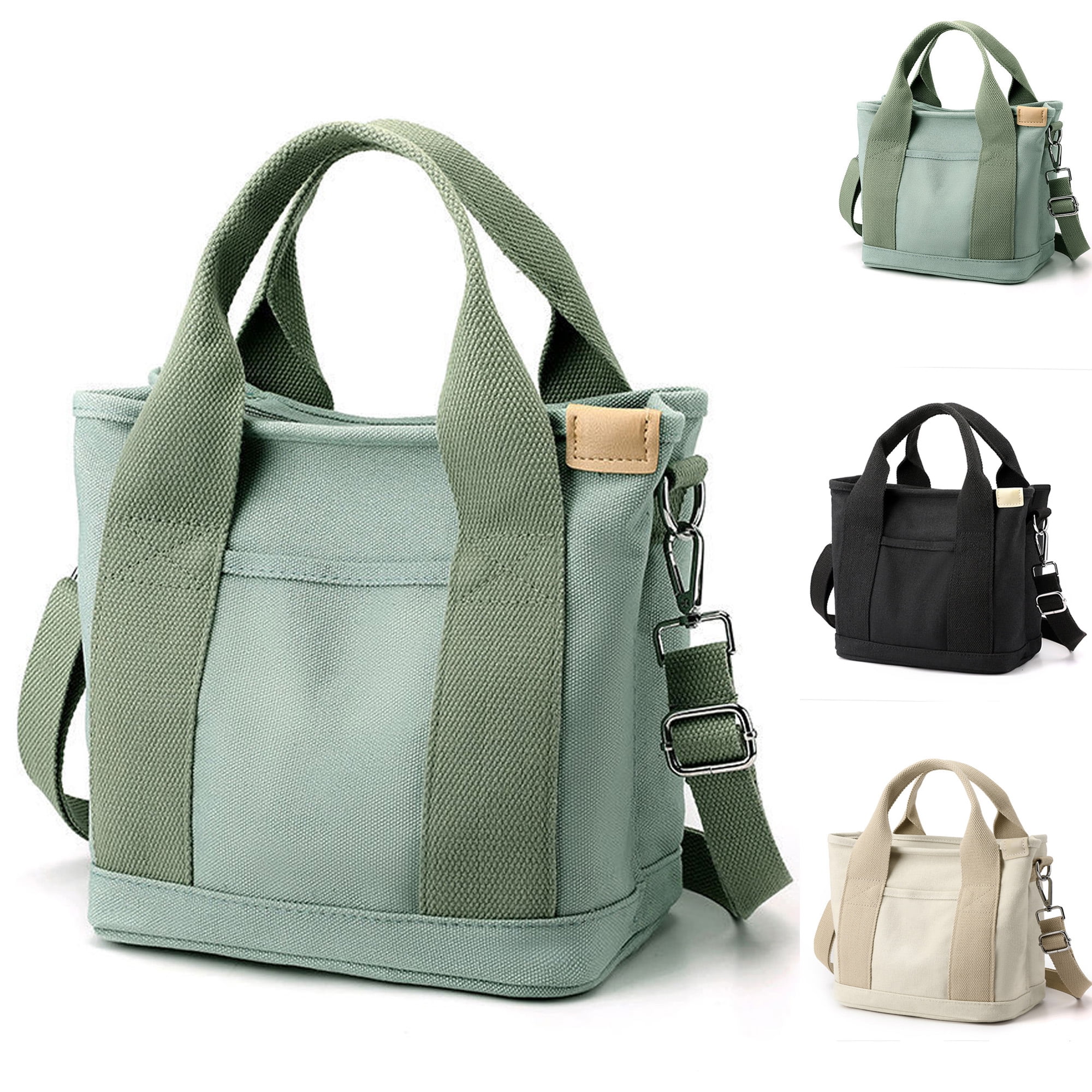 GYUEE Canvas Tote Bag, Women's Multi-Pocket Crossbody Purse with Zipper ...