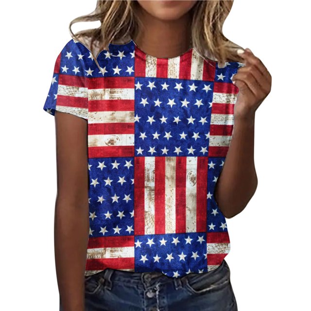 Gyujnb American Flag Shirts Women Patriotic Shirt 4th Of July Tee Tops