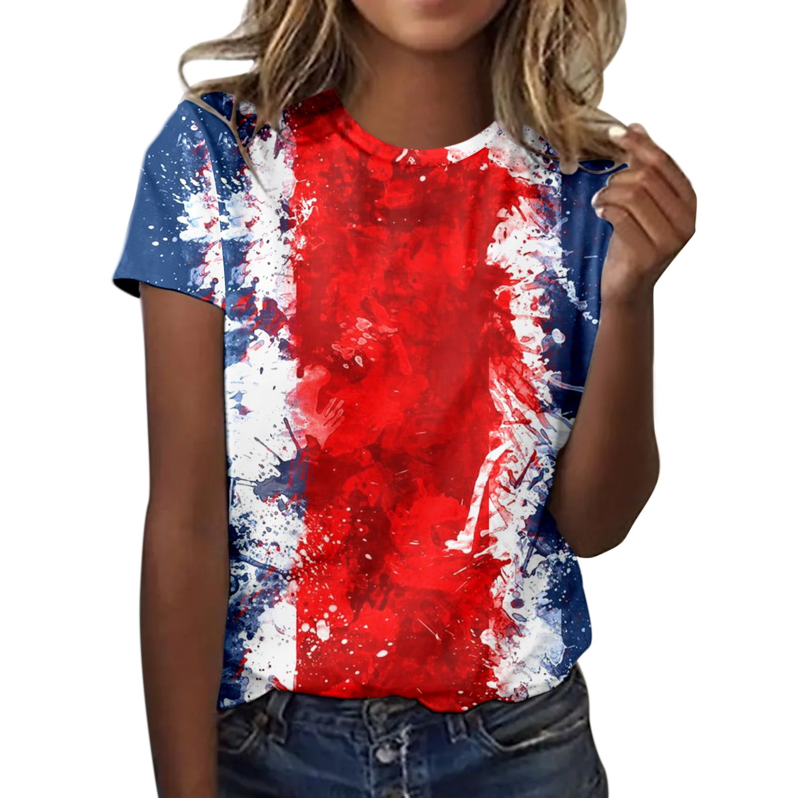 Gyujnb American Flag Shirts Women Patriotic Shirt 4th Of July Tee Tops