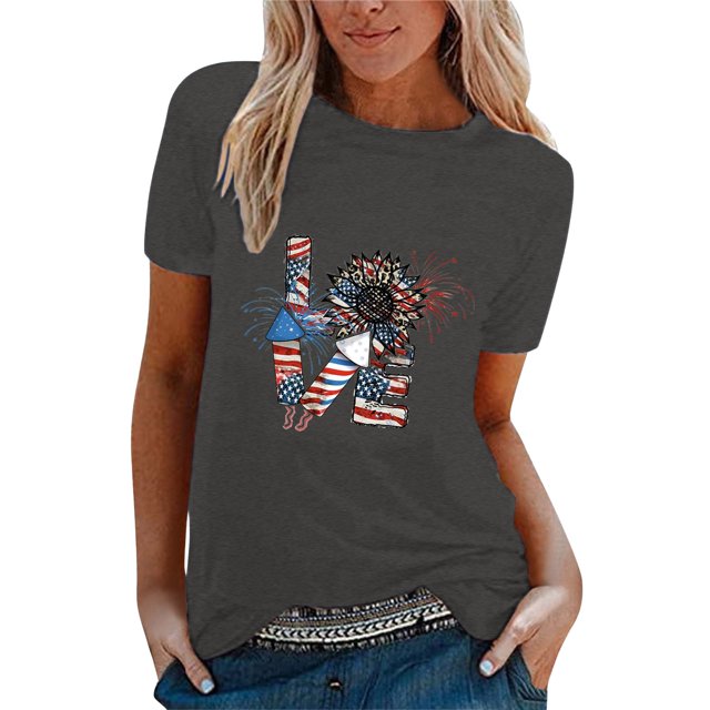 Gyujnb American Flag T Shirt Women 4th Of July Shirts Patriotic Shirt