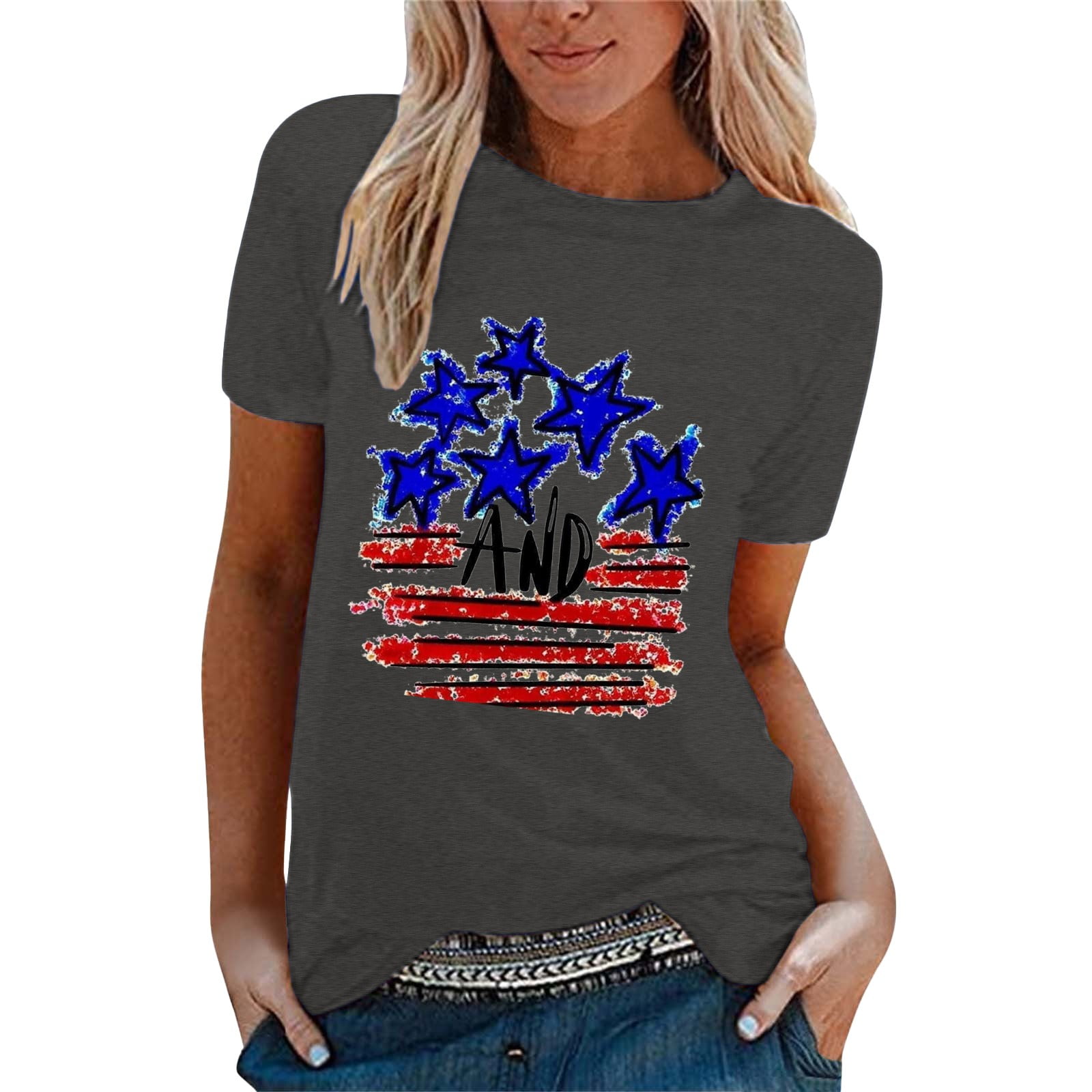 Gyujnb American Flag T Shirt Women 4th Of July Shirts Patriotic Shirt