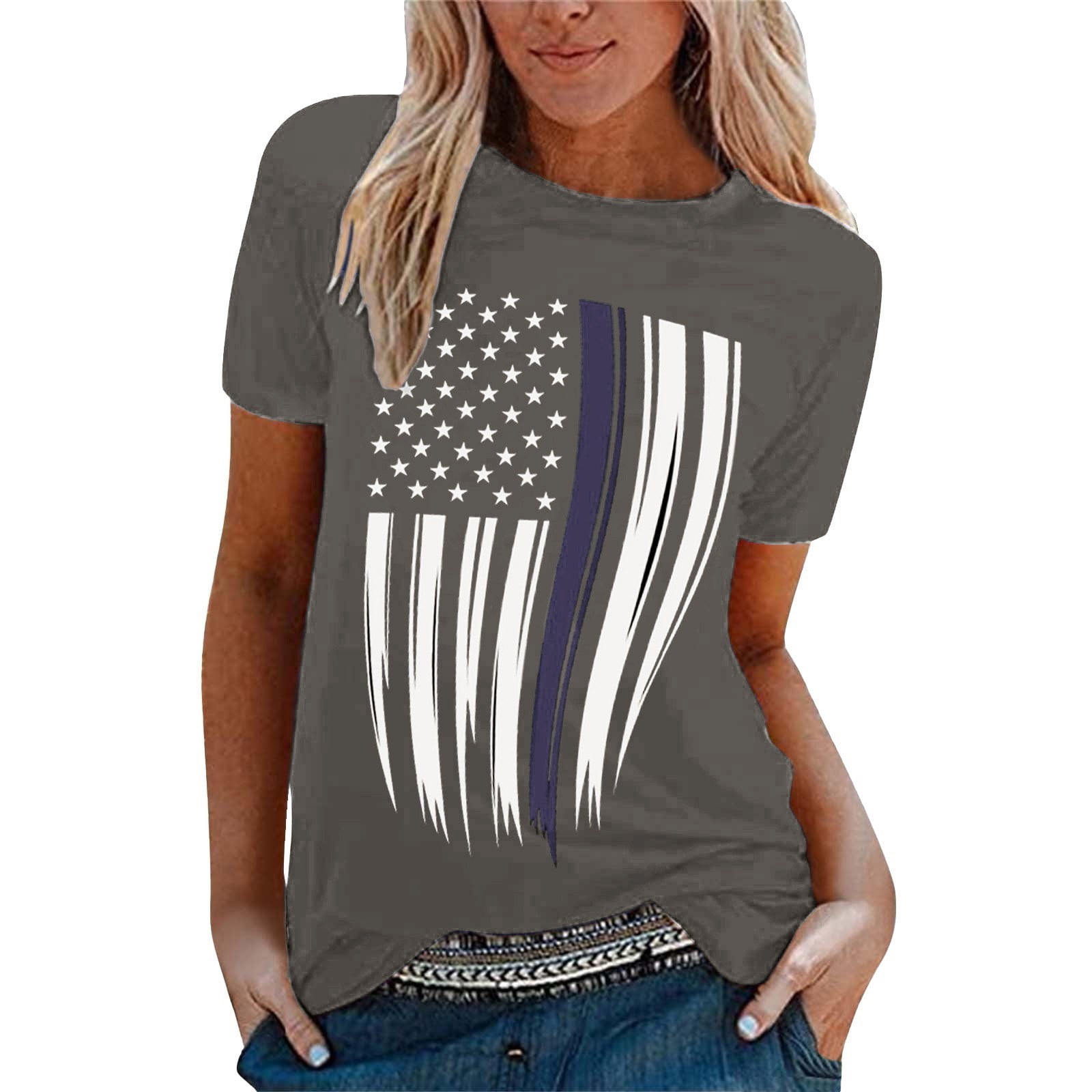 Gyujnb American Flag T Shirt Women 4th Of July Shirts Patriotic Shirt