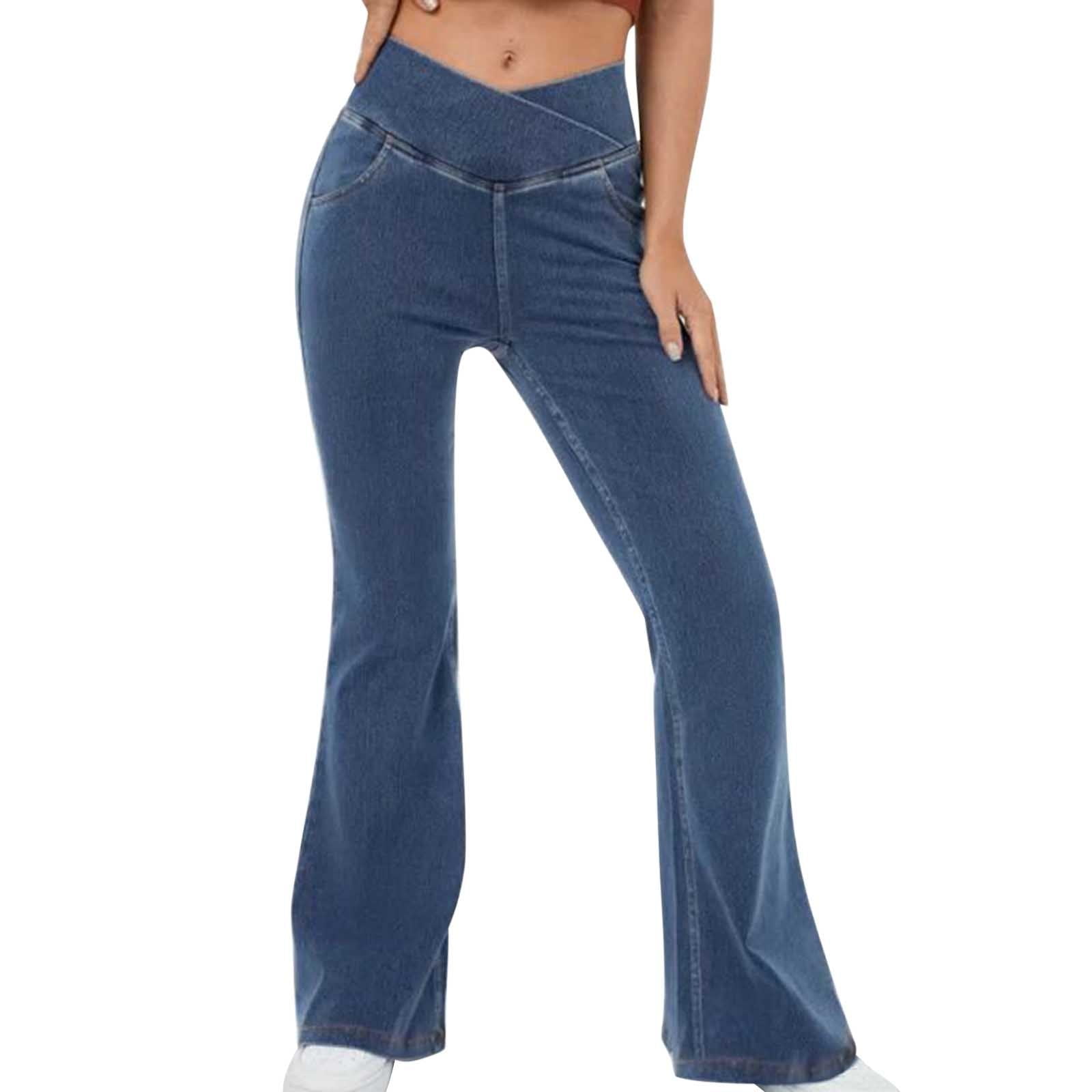 GYUJNB Bell Bottom Jeans for Women Women Pull On Yoga Denim Joggers ...