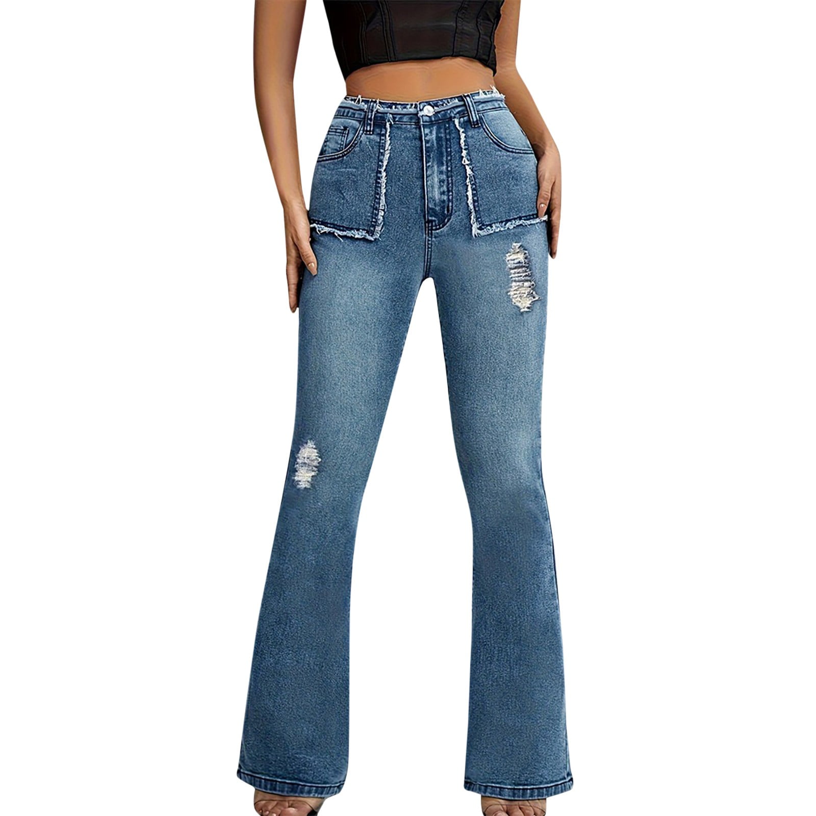 GYUJNB Bell Bottom Jeans for Women Bootcut High Waisted Flare Curvy ...
