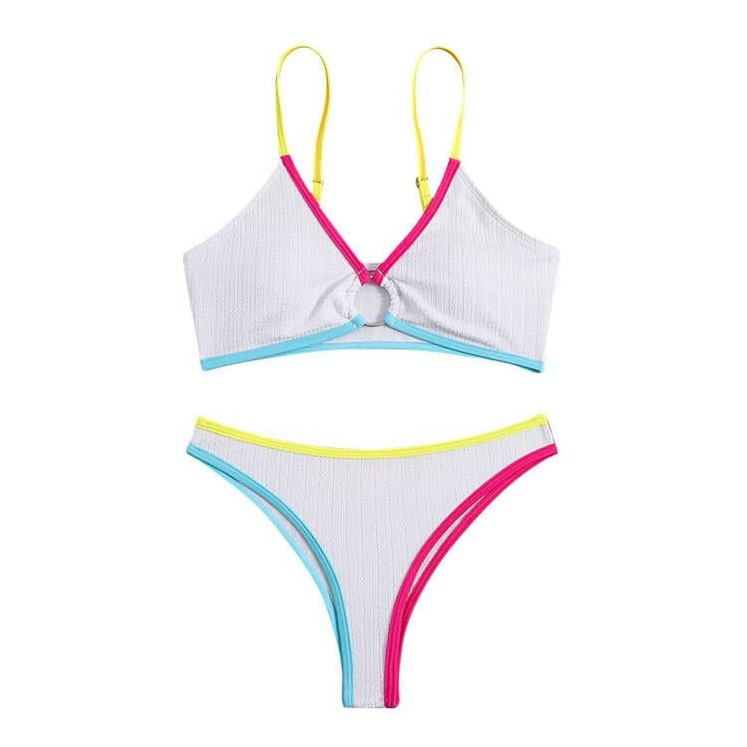 Gyujnb Bikini Set For Women Buckle Link Open Back Hollow Color
