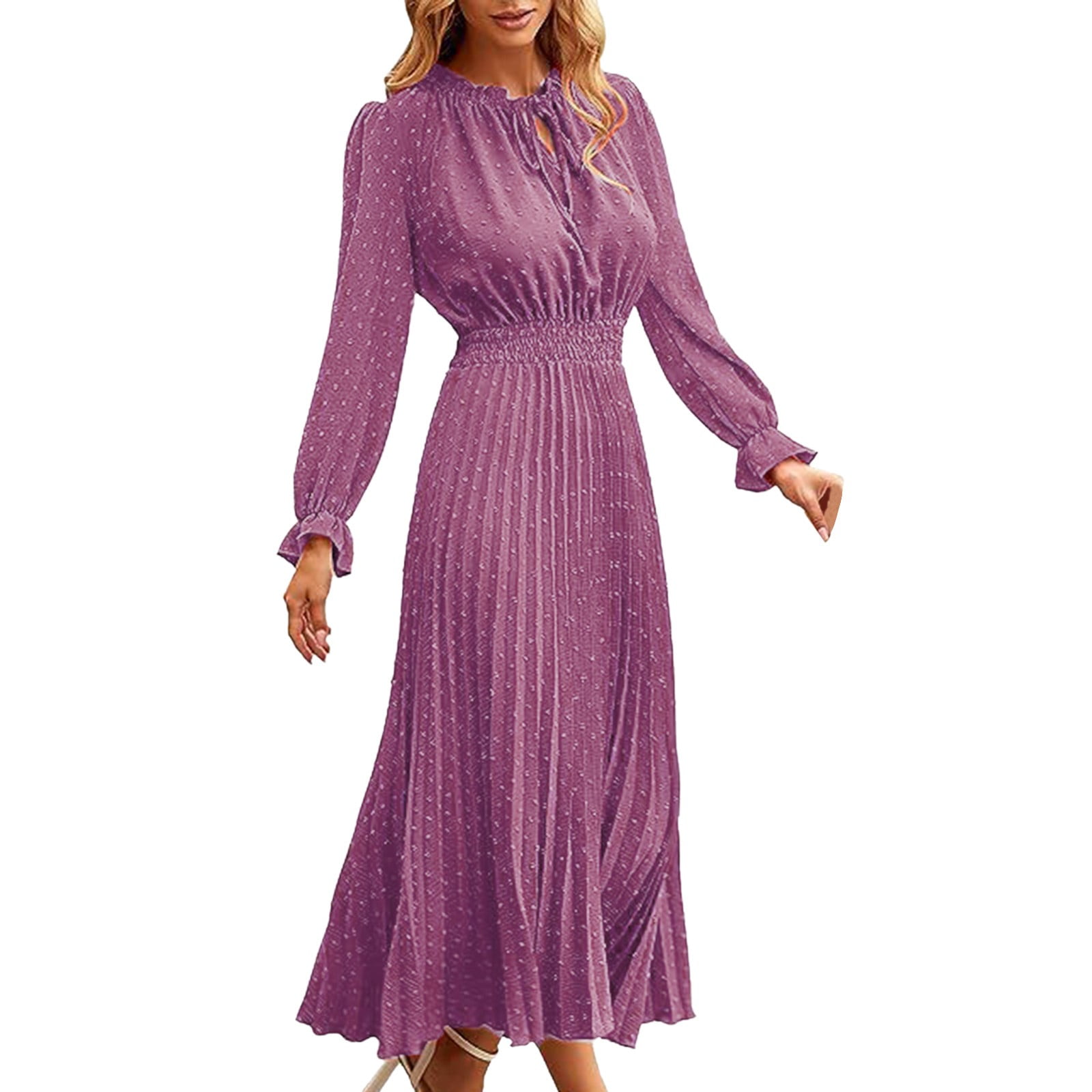 GYUJNB Dresses for Women 2024 Womens Fall Midi Dress Casual Long Sleeve ...