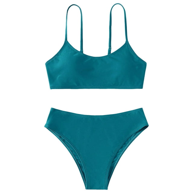 Gyujnb Girls Bikini Bathing Suit 2 Piece Swimsuit Sport Solid High