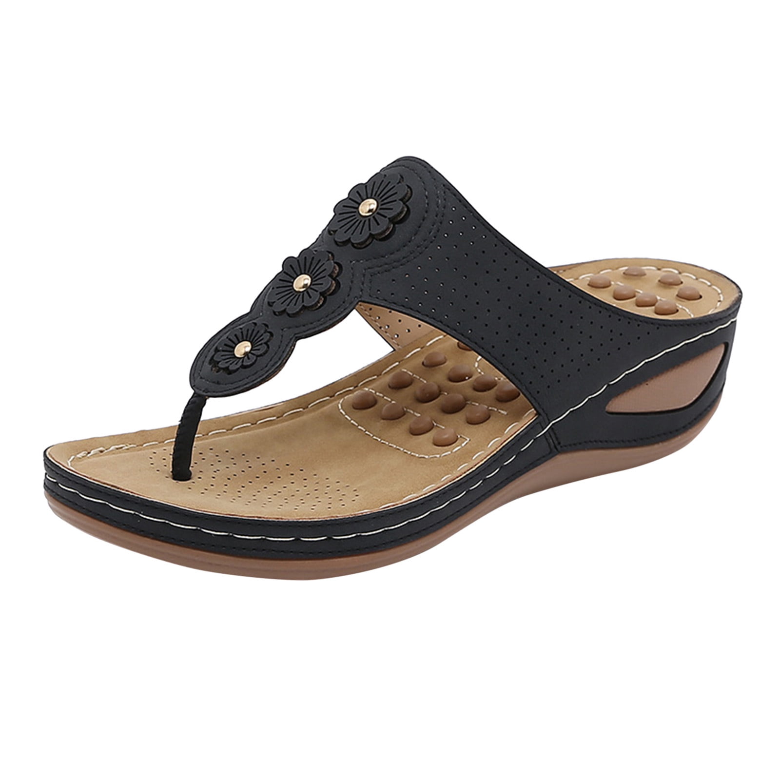 Gyujnb Sandals For Women 2024 Women Sandals Summer Casual Versatile Flowers Comfortable Massage