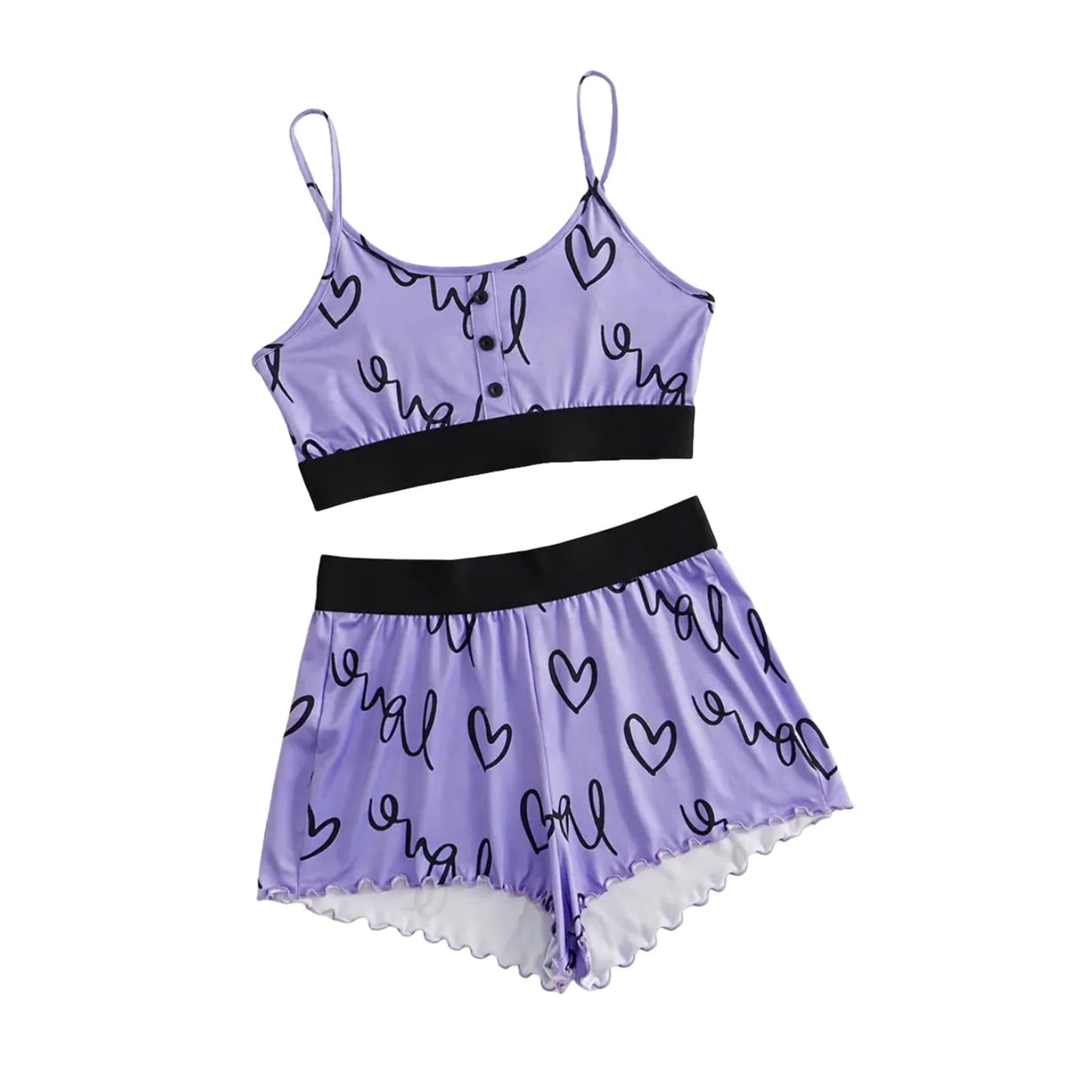 Gyujnb Womens Pajamas Set Camisoles Sleepwear Lingerie Cute Print