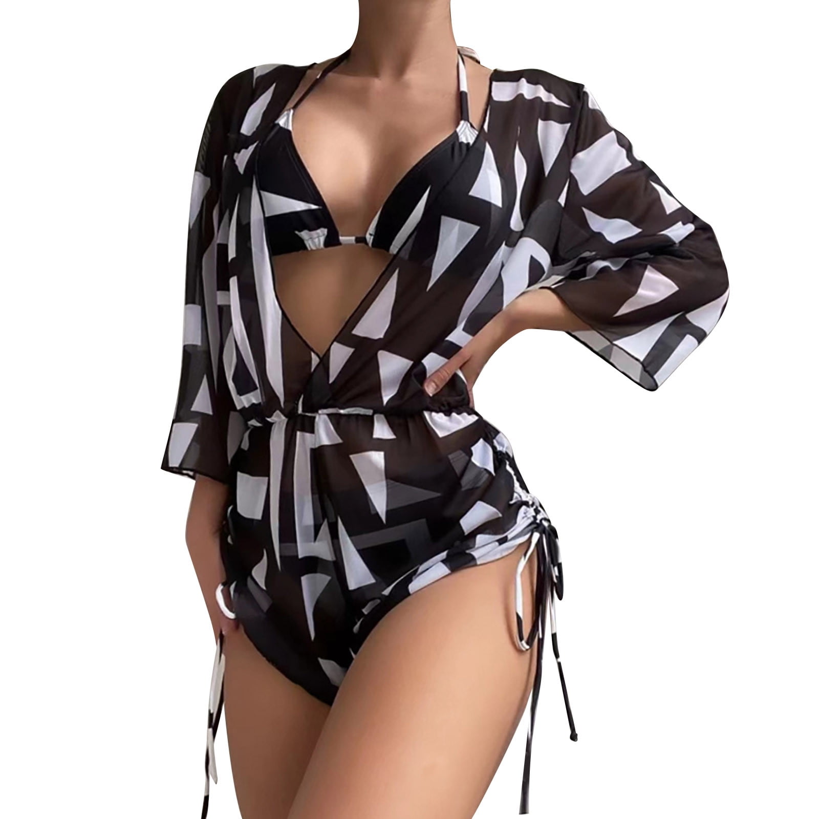 Gyujnb Womens Sexy High Neck One Piece Swimsuits Halter Flounce