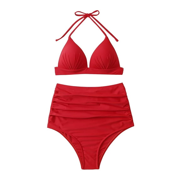 GYUJNB Women's Simple Solid Color Bandage Bikini - Two-Piece Split Mini ...