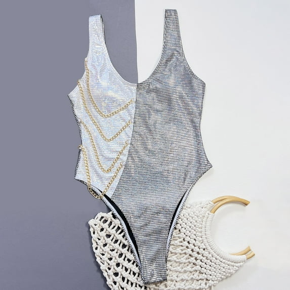 GYUJNB Womens One Piece Swimsuits Fashionable Monokini with Chain ...