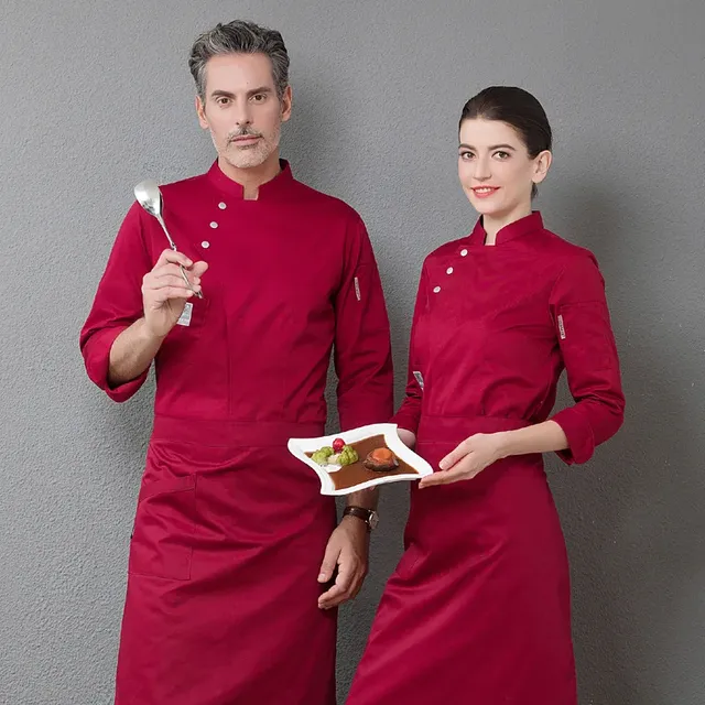 GYZ01 Chef Uniforms Long-sleeved Men and Women Hotel Canteen Work ...
