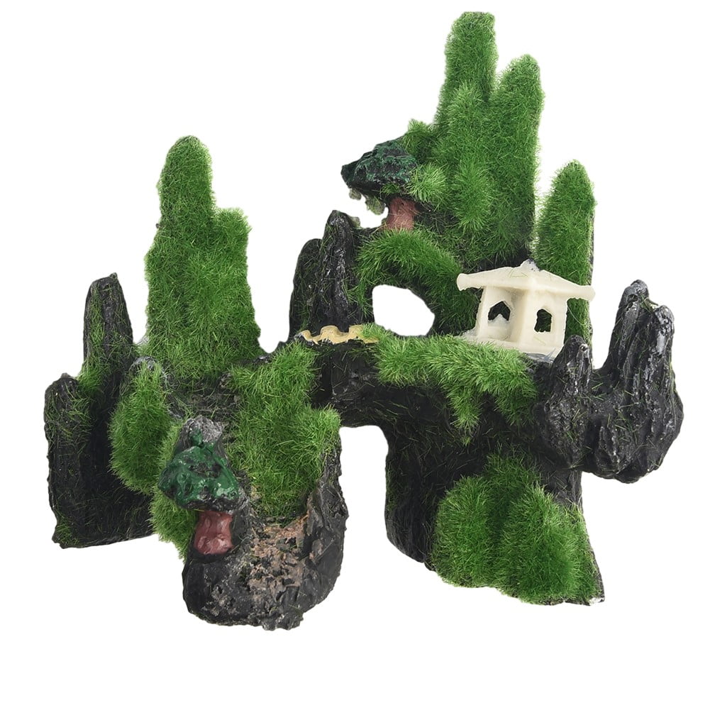 GYZEE Fish Tank Decoration Accessories Moss Tree House Cave For Little ...