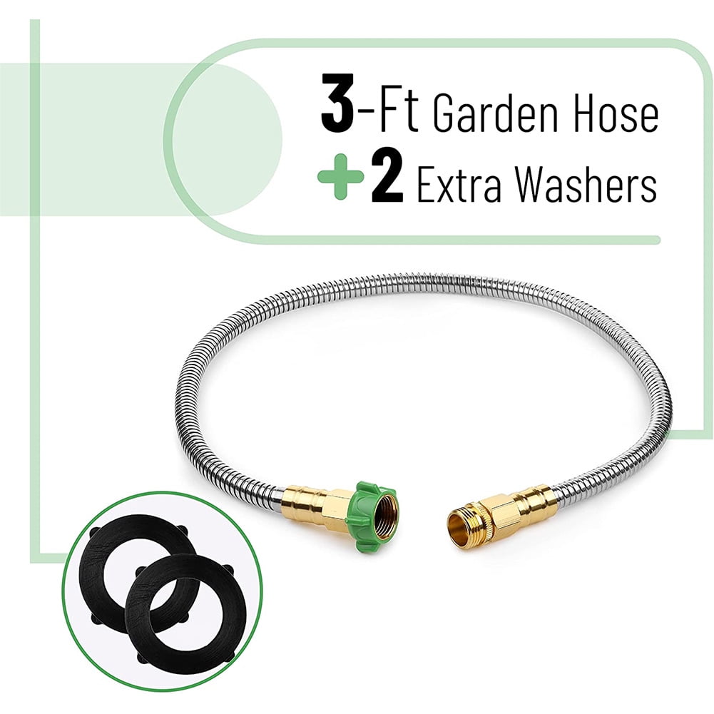 GYZEE Short Garden Hose, 3 Feet Heavy Duty Stainless Steel ...