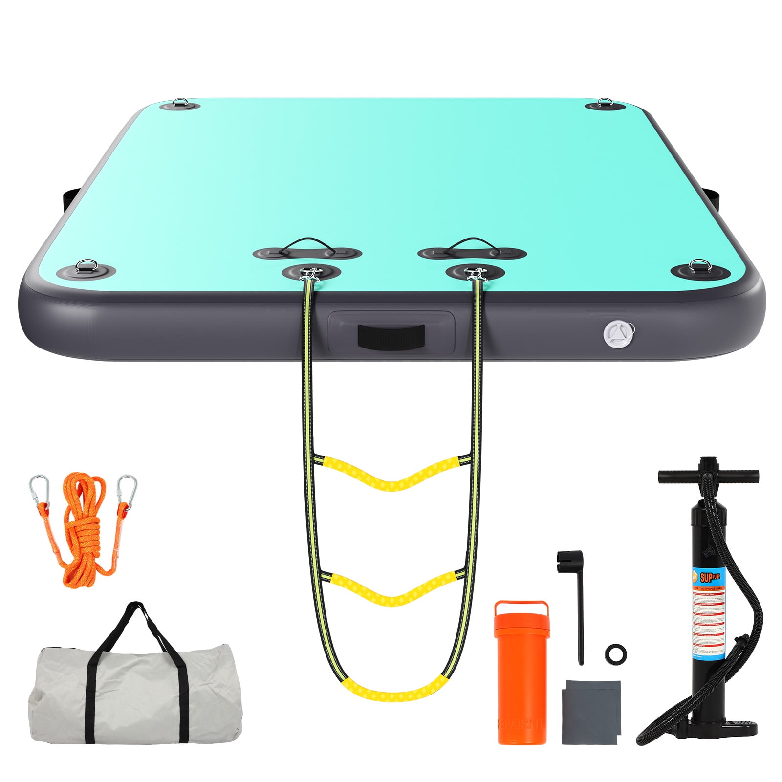 GYZJ 8x6x0.5ft Inflatable Floating Dock Air Platform Island Raft with ...