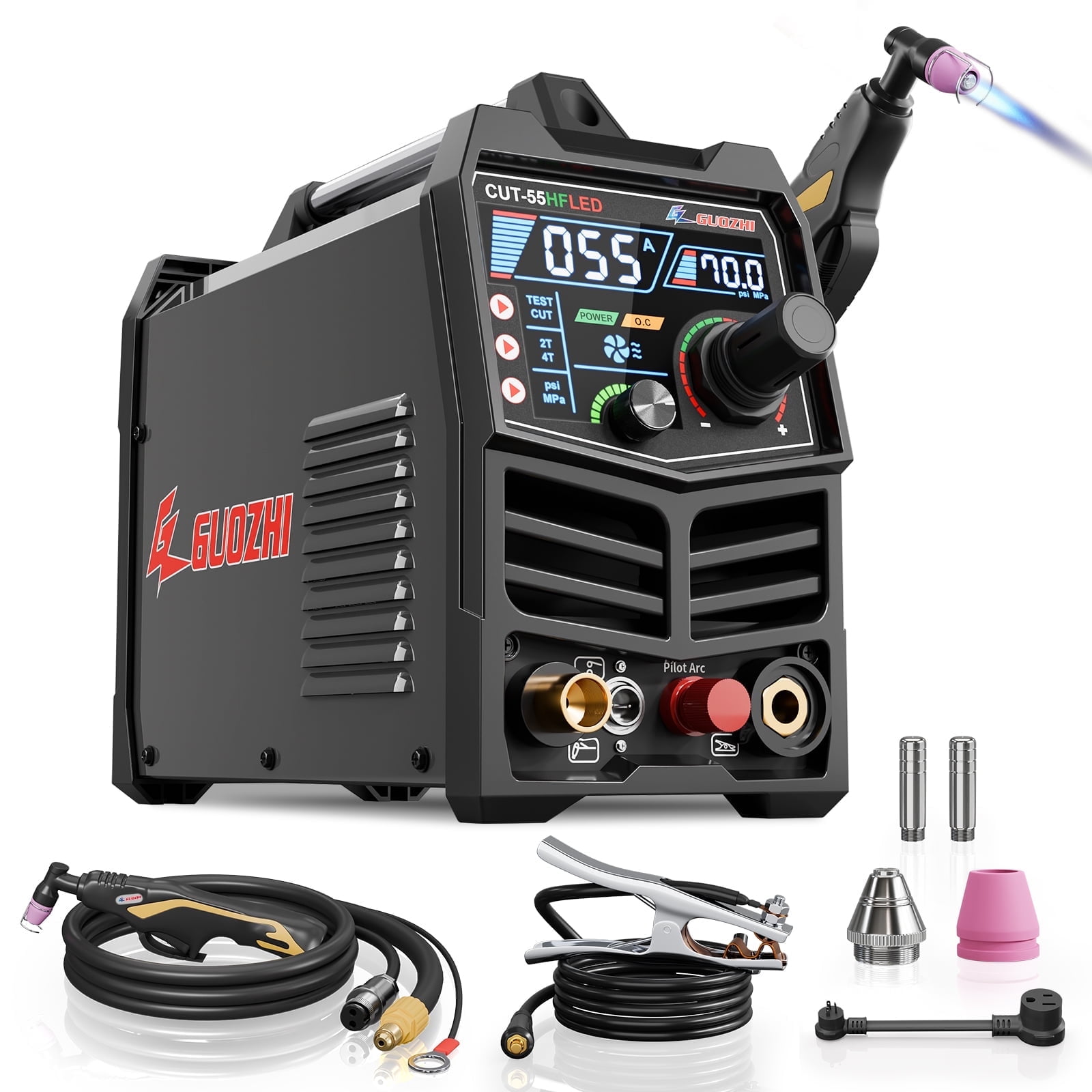 GZ GUOZHI 55Amp Non-Touch Plasma Cutter, High Frequency Pilot Arc ...