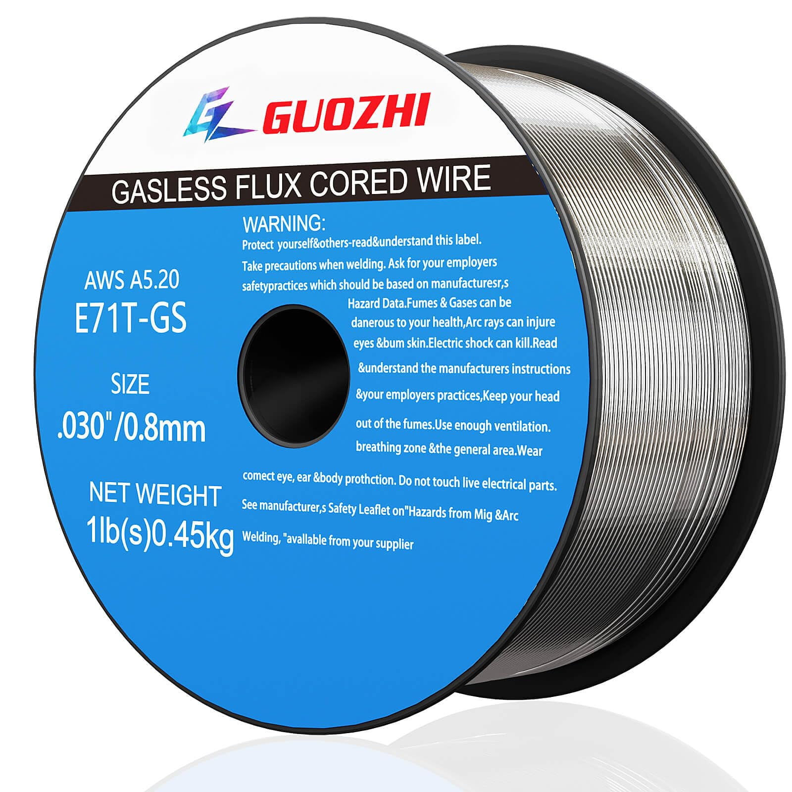 GZ GUOZHI Flux Core Welding Wire, E71T-GS .030" 1-Pound Spool Gasless Mild Carbon Steel Mig ...