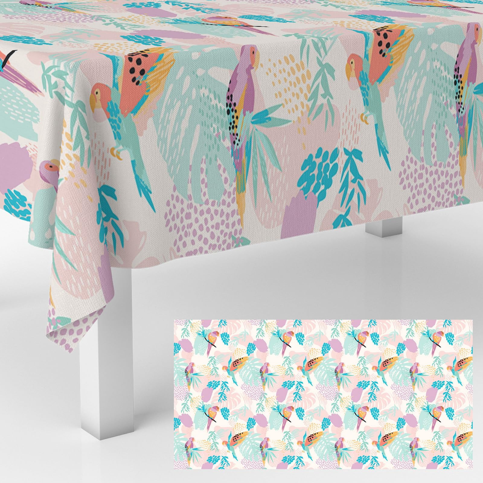 GZBJMYGS Parrot Bird Party Tablecloths Tropical Bird Palm Table Cover ...