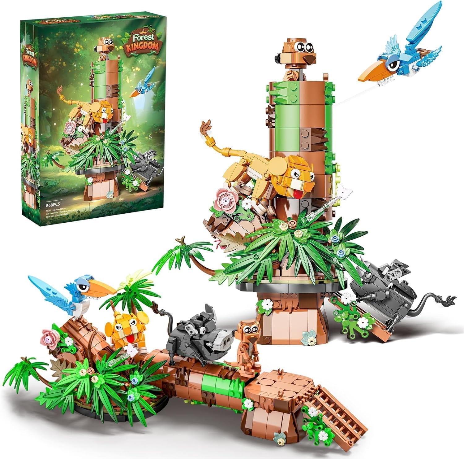 GZBrick Forest Lion Animal Cross King Building Sets with Lion Meerkat ...