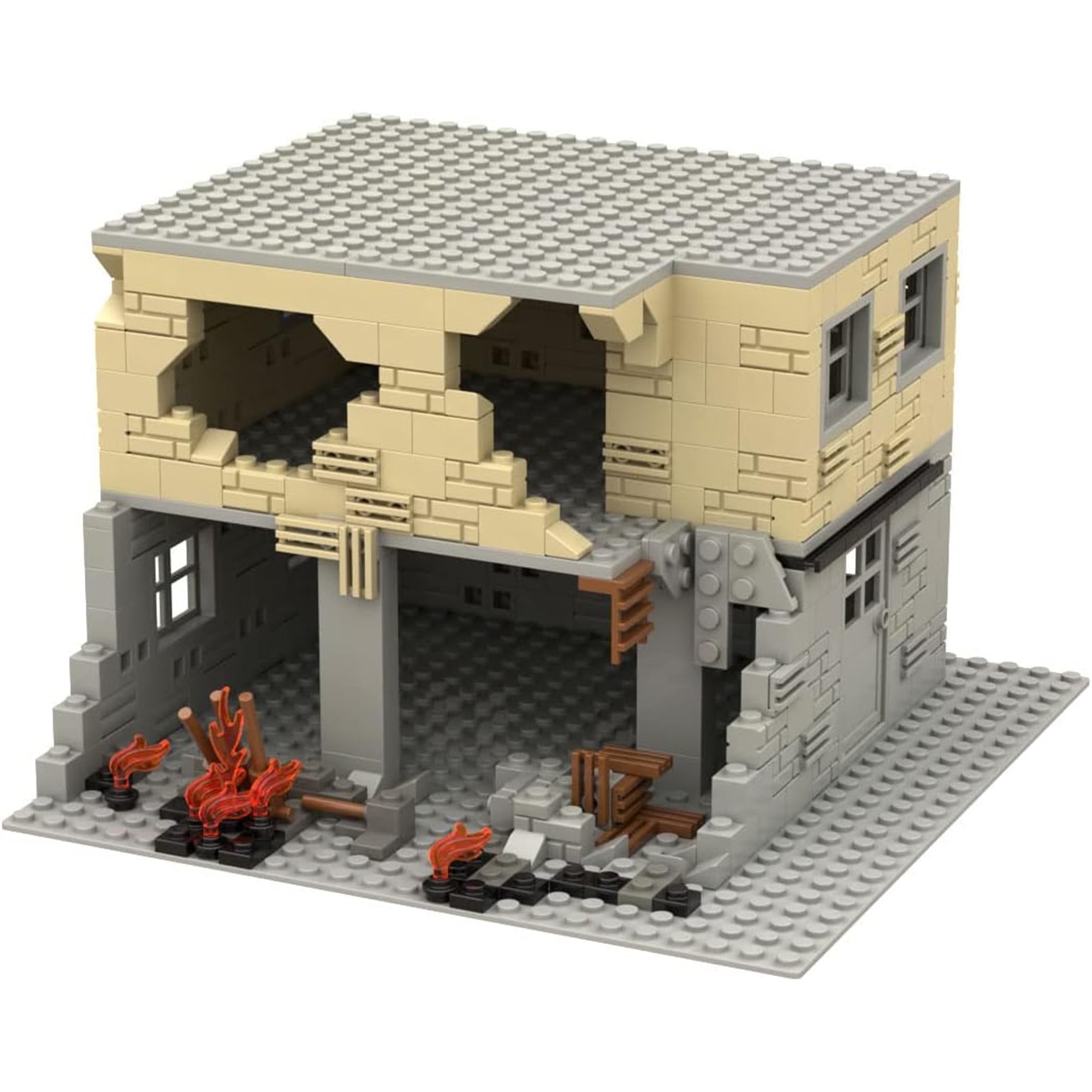 GZBrick Military Ruins Battle Scene Building Sets WW2 Scene for Adults ...