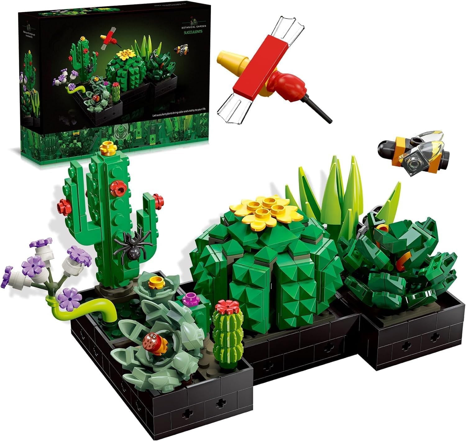GZBrick Succulents Flowers Plant Botanical Building Sets Home Décor for ...