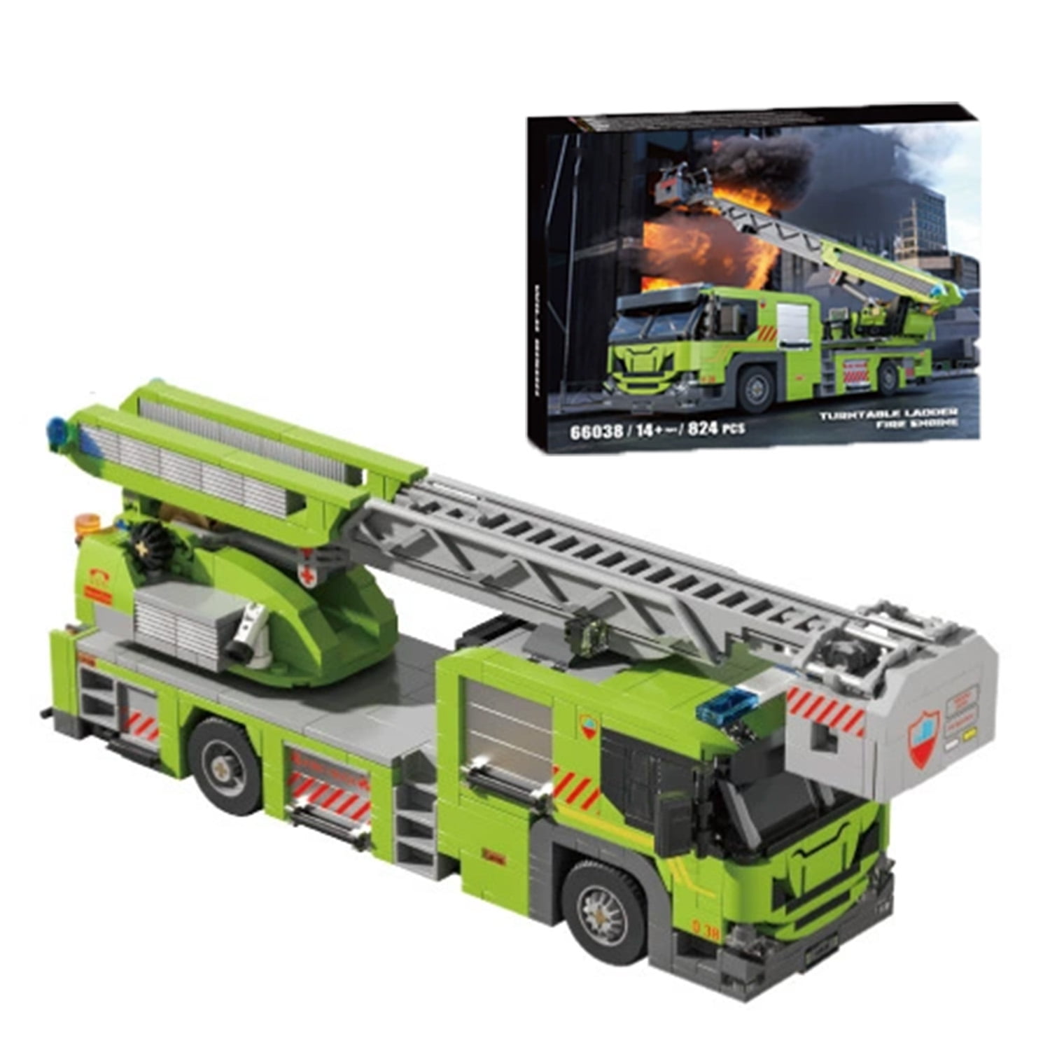 GZBrick Turntab Ladder Fire Engine Building Sets Compatible with Lego Cars for Adults Boy 829PCS ...