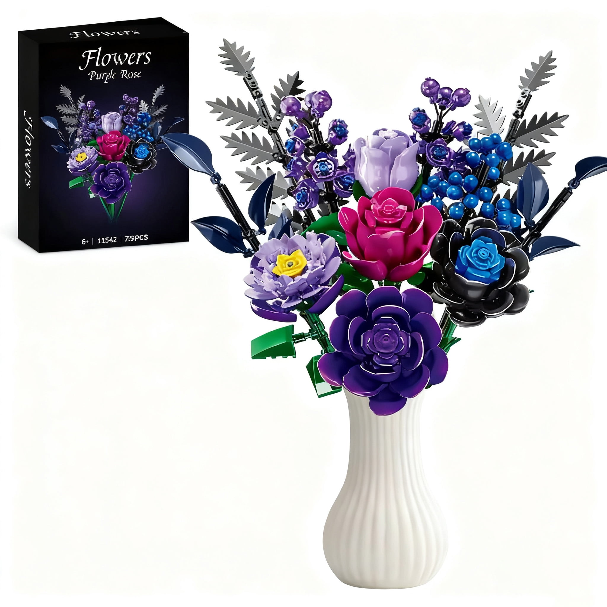 GZBricker Purple Flowers Bouquet Building Set, Compatible with Lego ...
