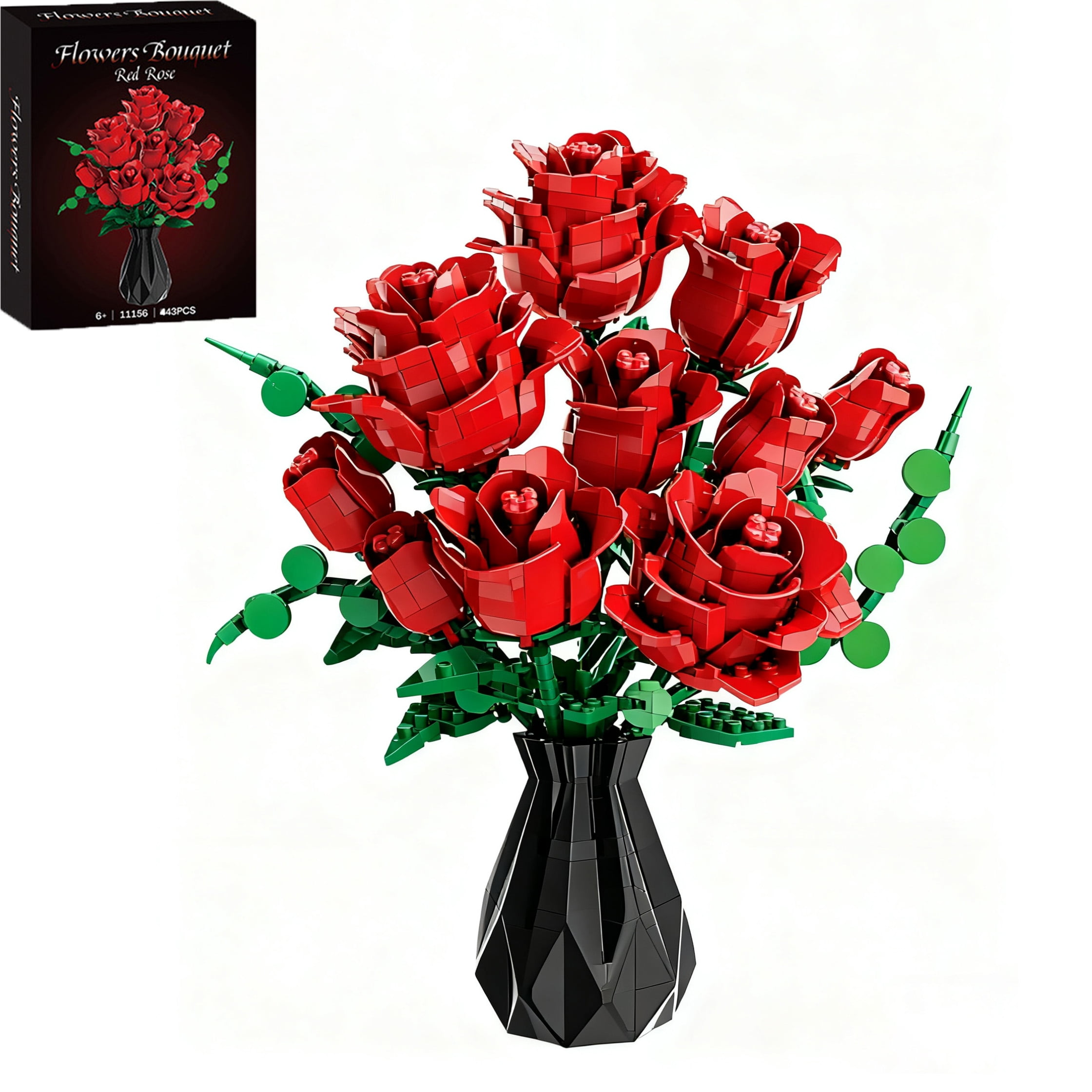 GZBricker Roses Flowers Bouquet Building Set, Compatible with Lego ...