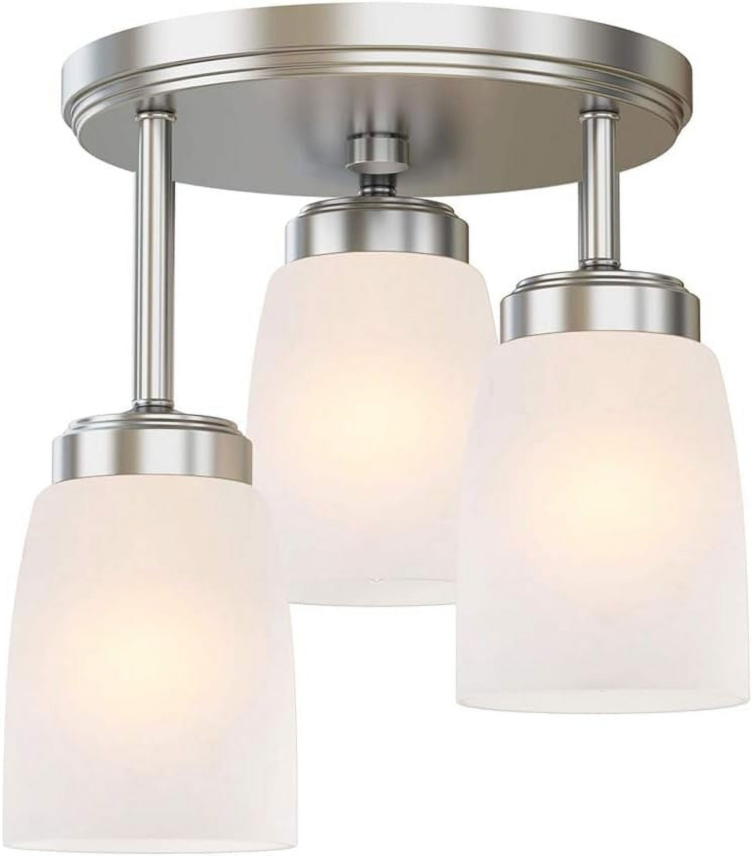 GZBtech 3-Lights Semi Flush Mount Ceiling Light, Modern Brushed Nickel ...