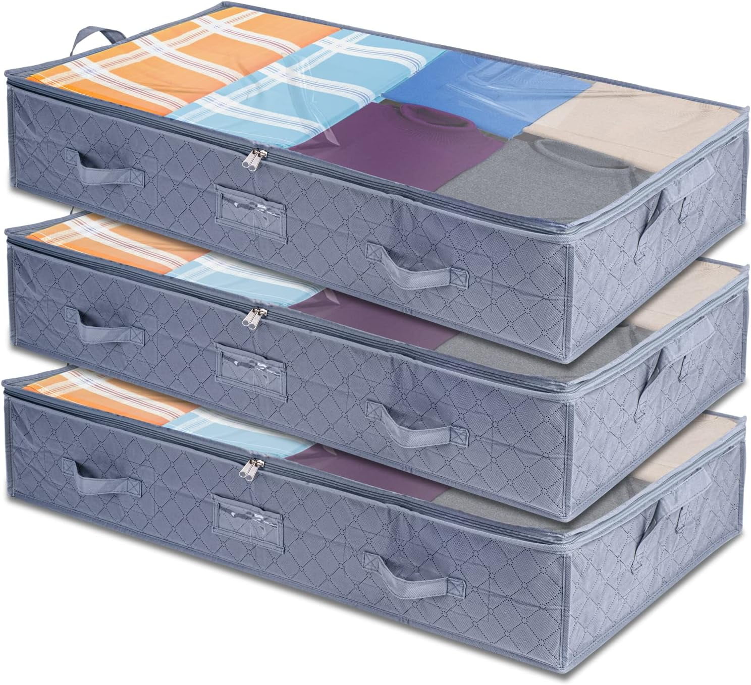 GZBtech 3 Pack Underbed Storage Bags Containers, 90L Large Under-Bed ...