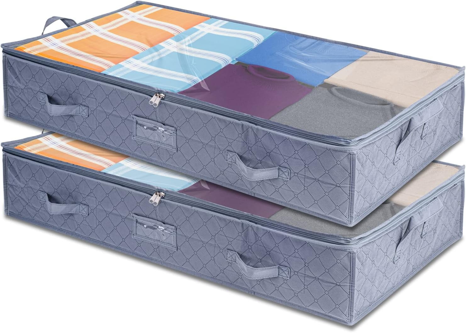 GZBtech 90L Large Under Bed Storage Bags, 2 Pack Foldable Bedding ...