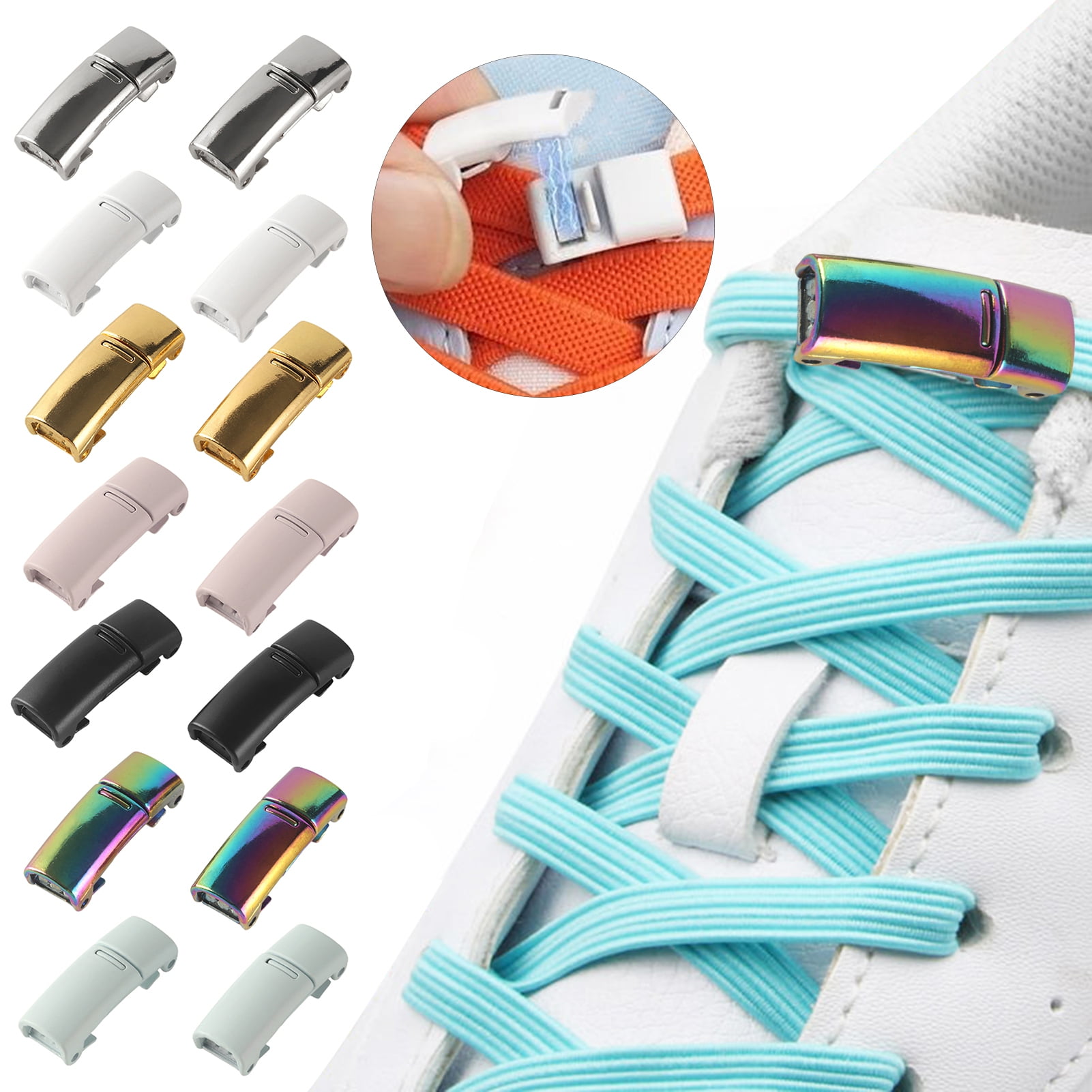 GZCW 1 Pair Shoelace Metal Buckle Magnetic Lazy Shoe Lace Buckle Lock ...