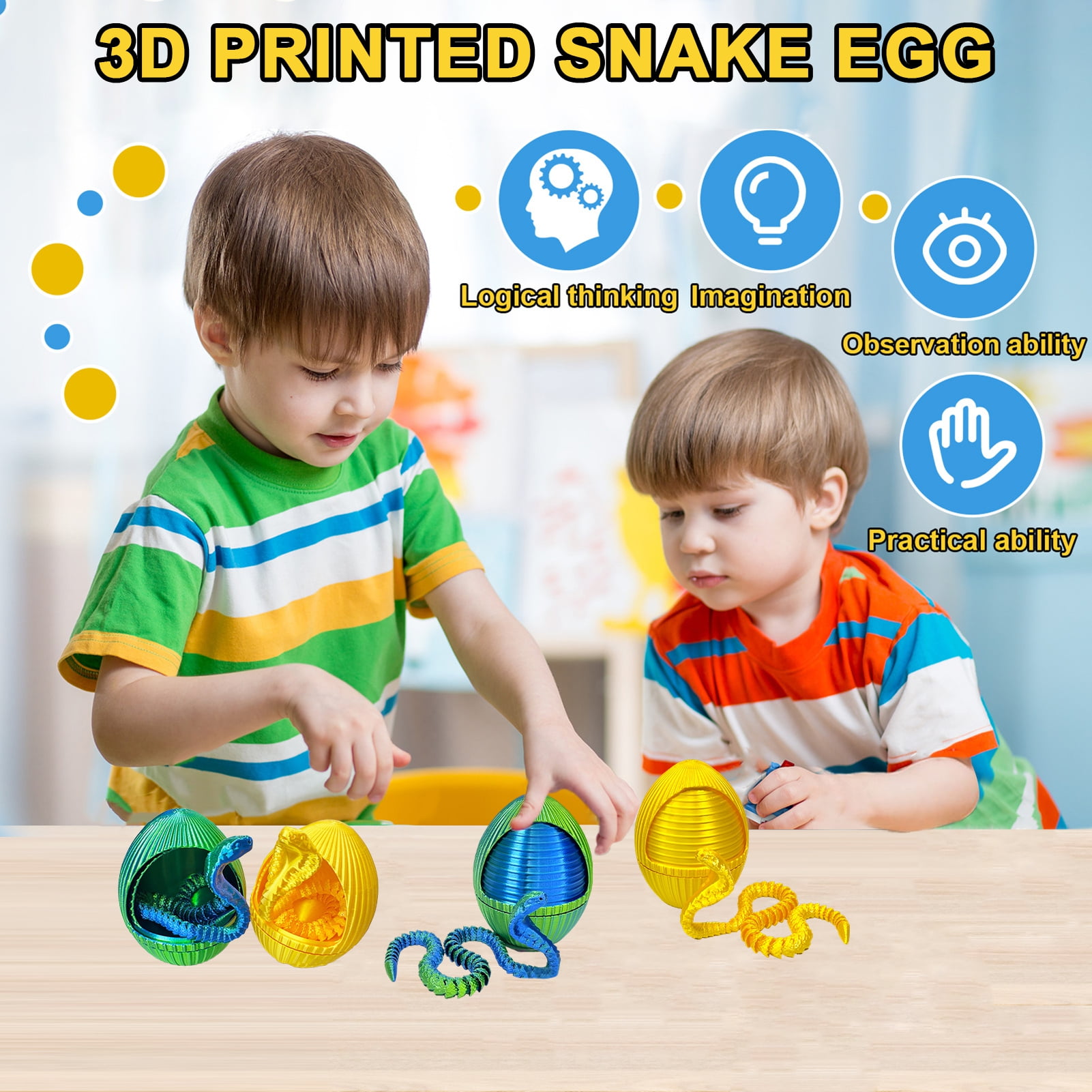 GZCW 1 Set 3D Printed Snake Egg Figurine Movable Joints Snake Eggshell ...