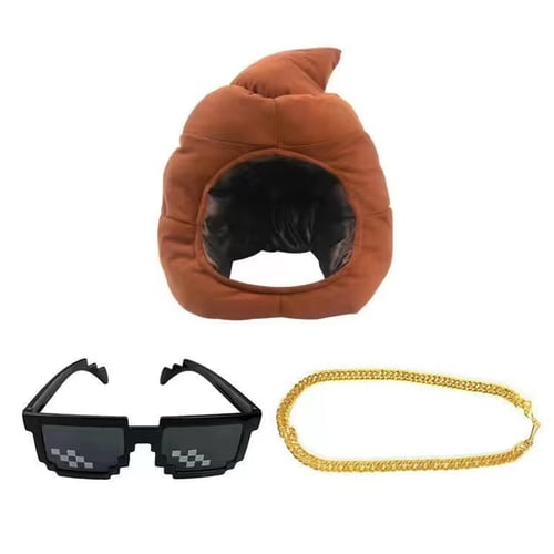 GZCW 1 Set Poop Head Cover Cartoon Poop Hat with Necklace Sunglasses ...