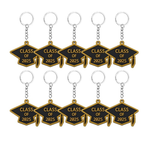GZCW 10 Pcs Class of 2025 Keychain Rubber Graduation Keychain Grad Cap ...